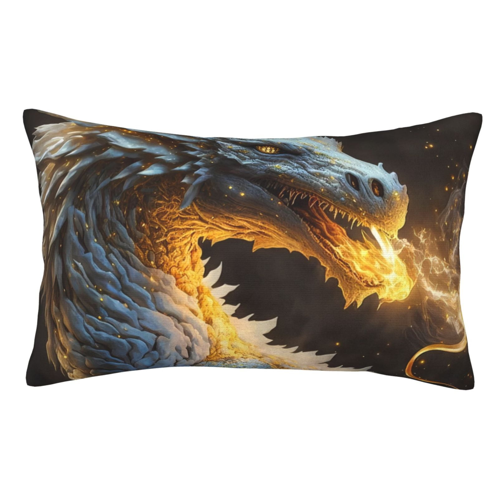 Adobk Golden White Fire Dragon Print Pillow Cases Standard Size,Golden ...