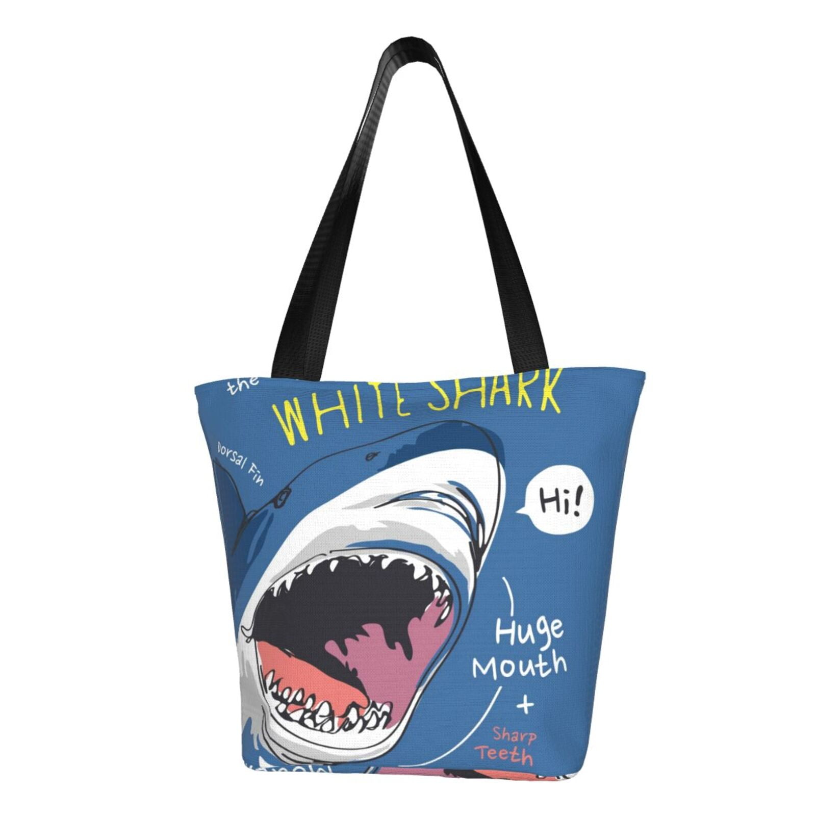 Adobk Great White Shark Canvas Tote Bag Vintage Tote Bag Shopping Bags ...