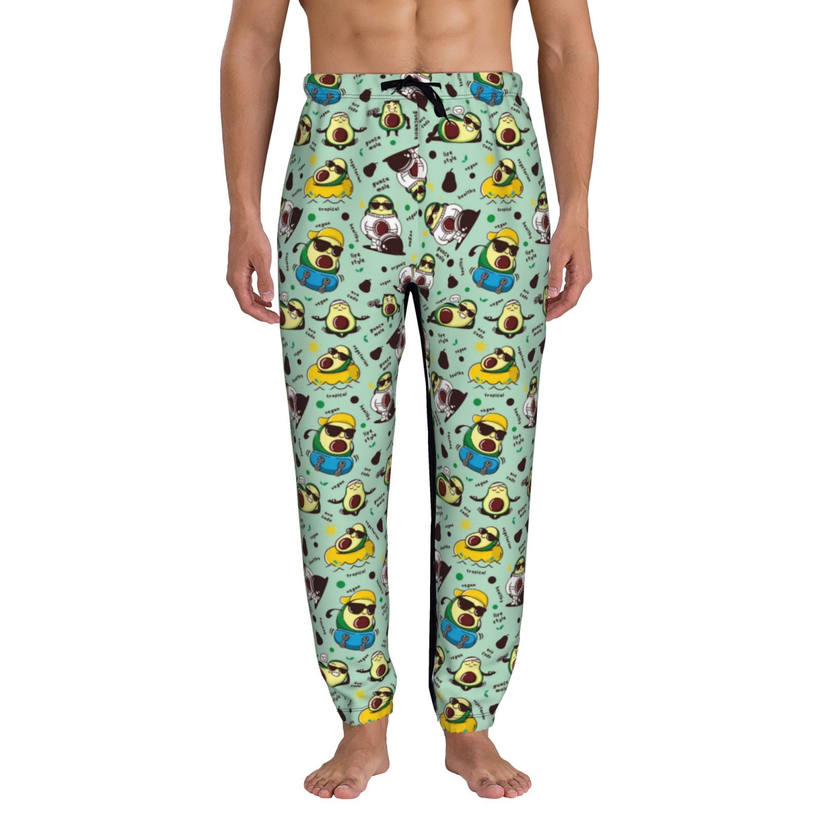 Adobk Green Cute Avocado Print Men's Sweatpants Tapered Joggers for Men ...
