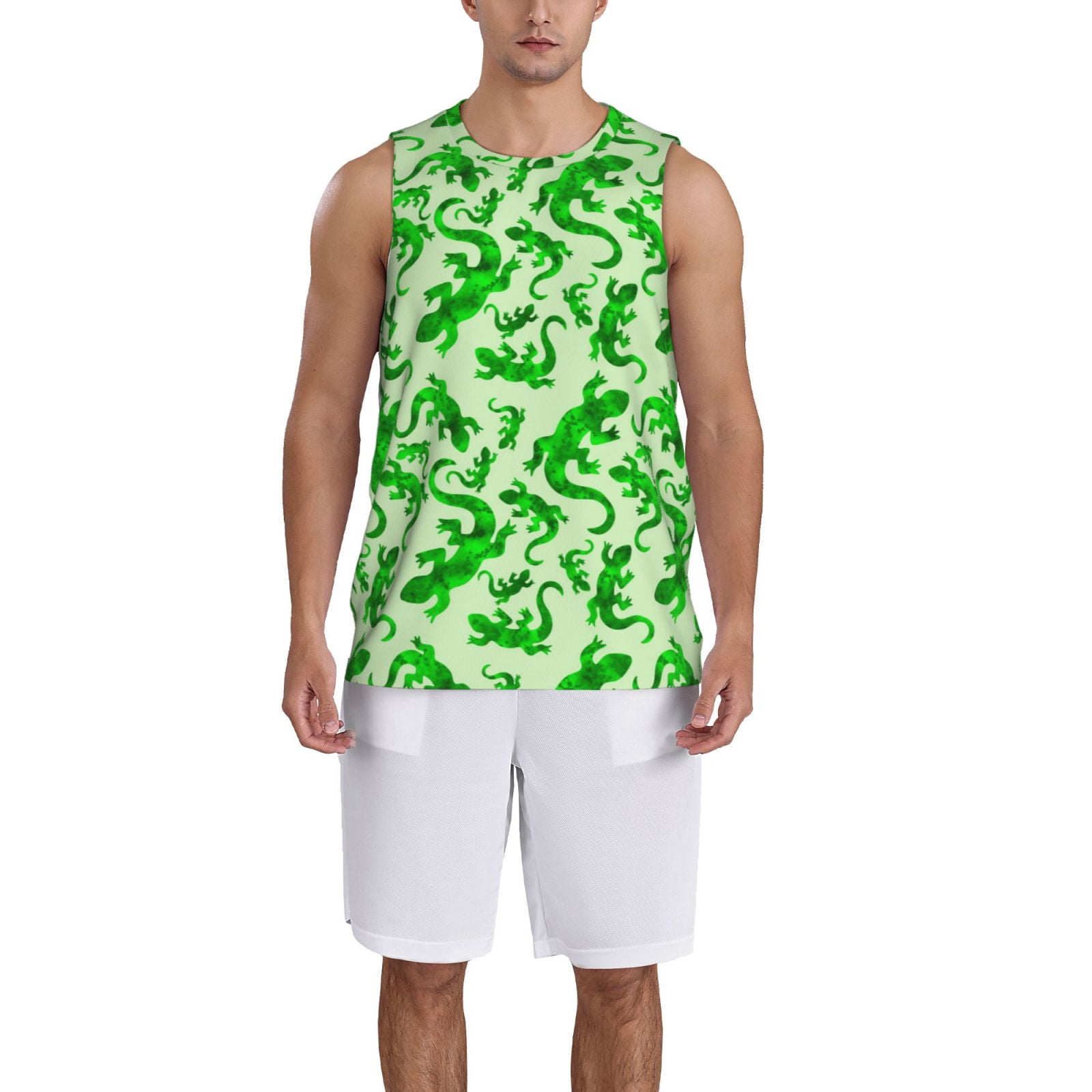 Adobk Green Lizard Print Basketball Jerseys Sports Fans Shirts Clothing ...