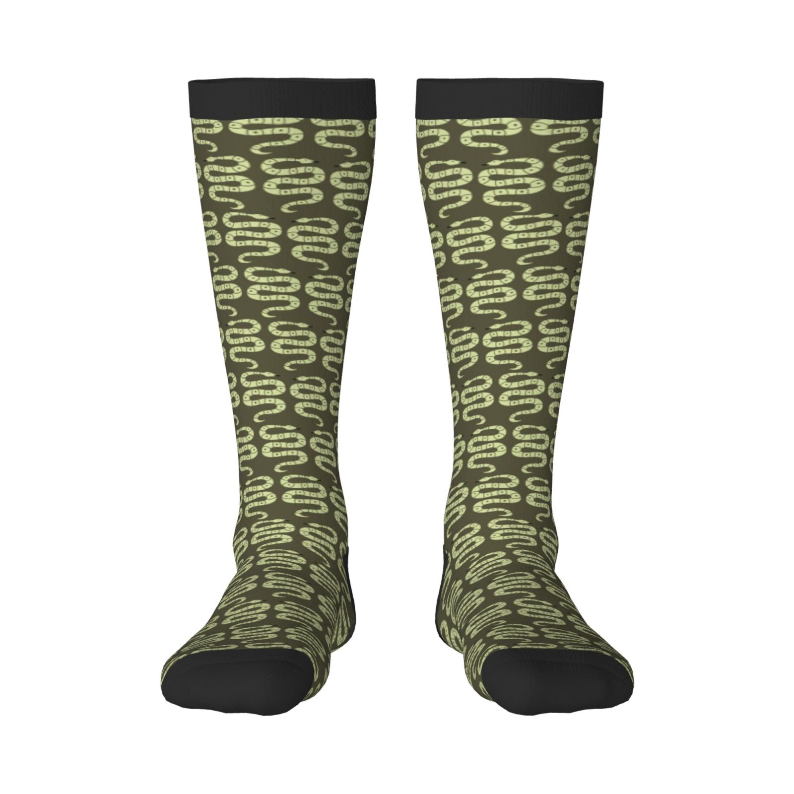 Adobk Green Snake Print Knee High Socks Athletic Tube Socks High ...