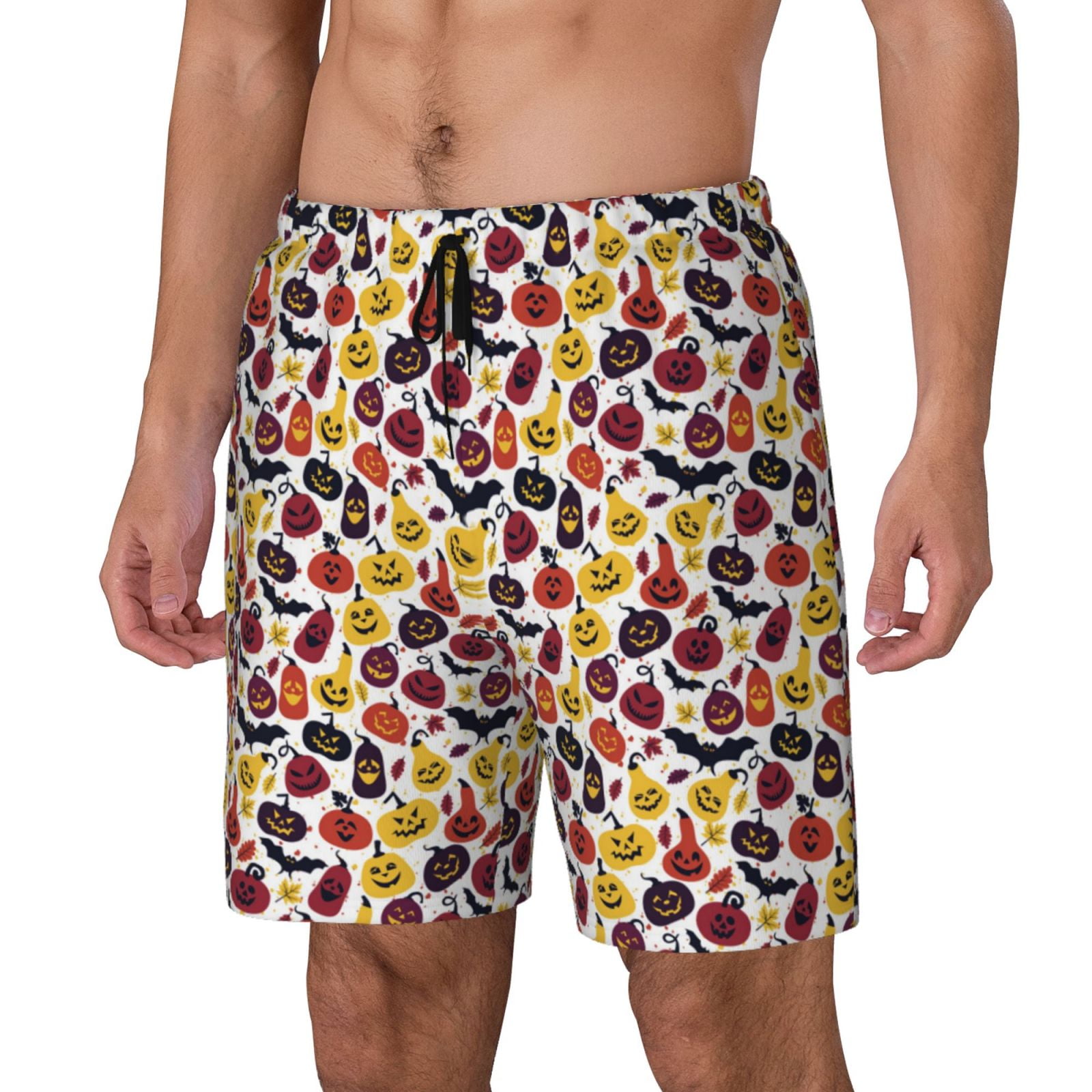 Adobk Halloween Pumpkin Print Men's Swim Trunks with Compression Liner ...