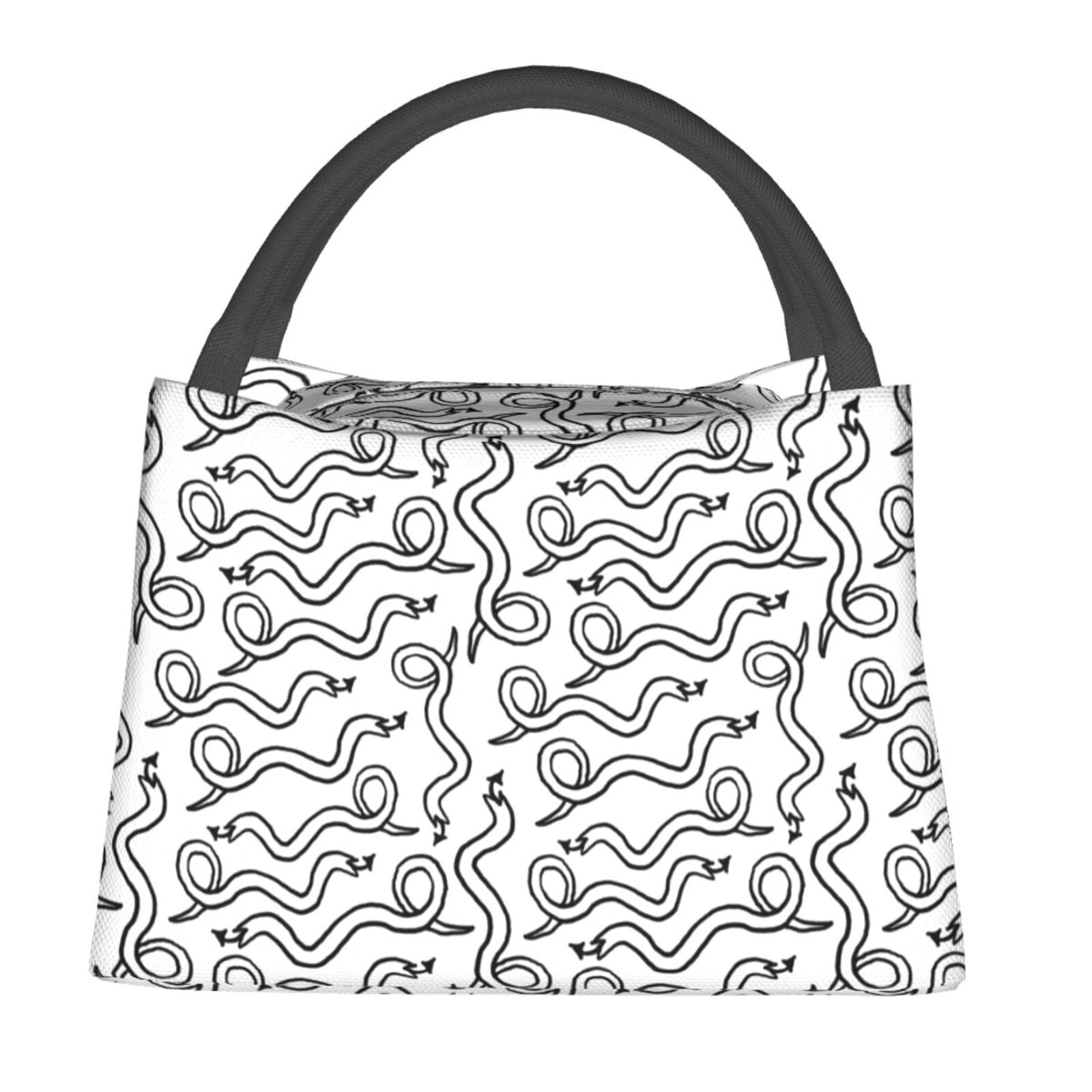 Adobk Hand Drawn Snake Print Portable Insulated Lunch Container set ...