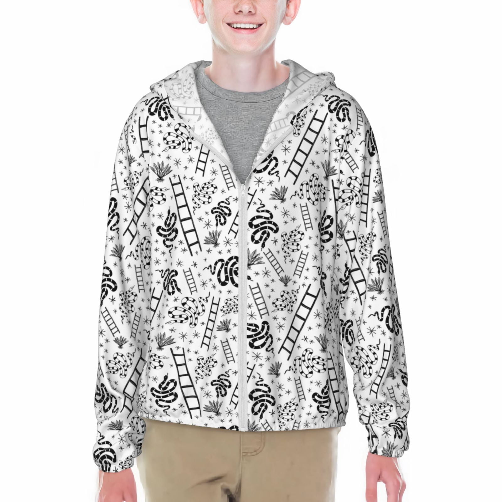 Adobk Hand Drawn Snake Print Rash Guard Long Sleeve UPF 50+ UV ...