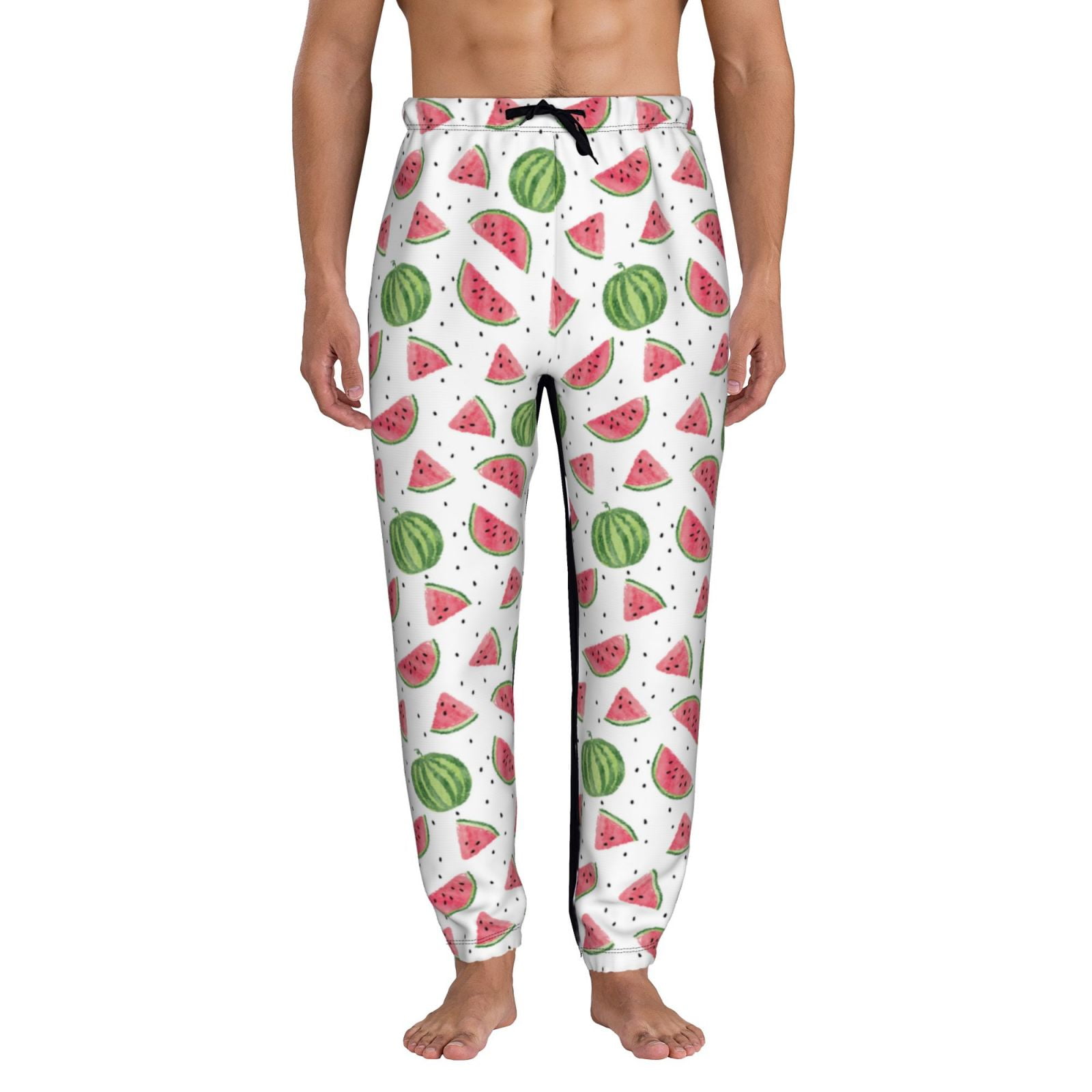 Adobk Hand Drawn Watermelon Print Men's Sweatpants Tapered Joggers for ...