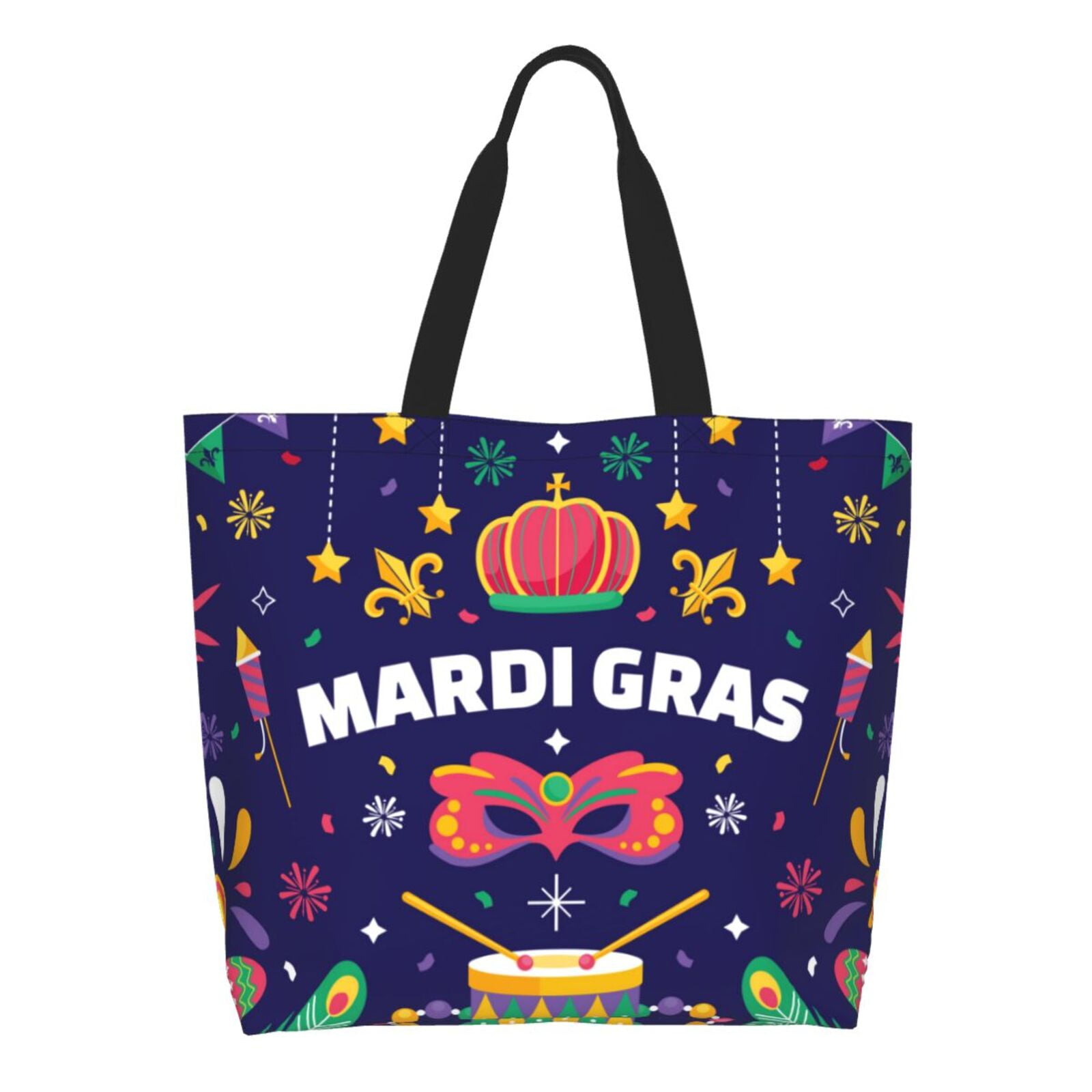 Adobk Happy Mardi Gras Print Stylish Canvas Tote Bag with an External ...