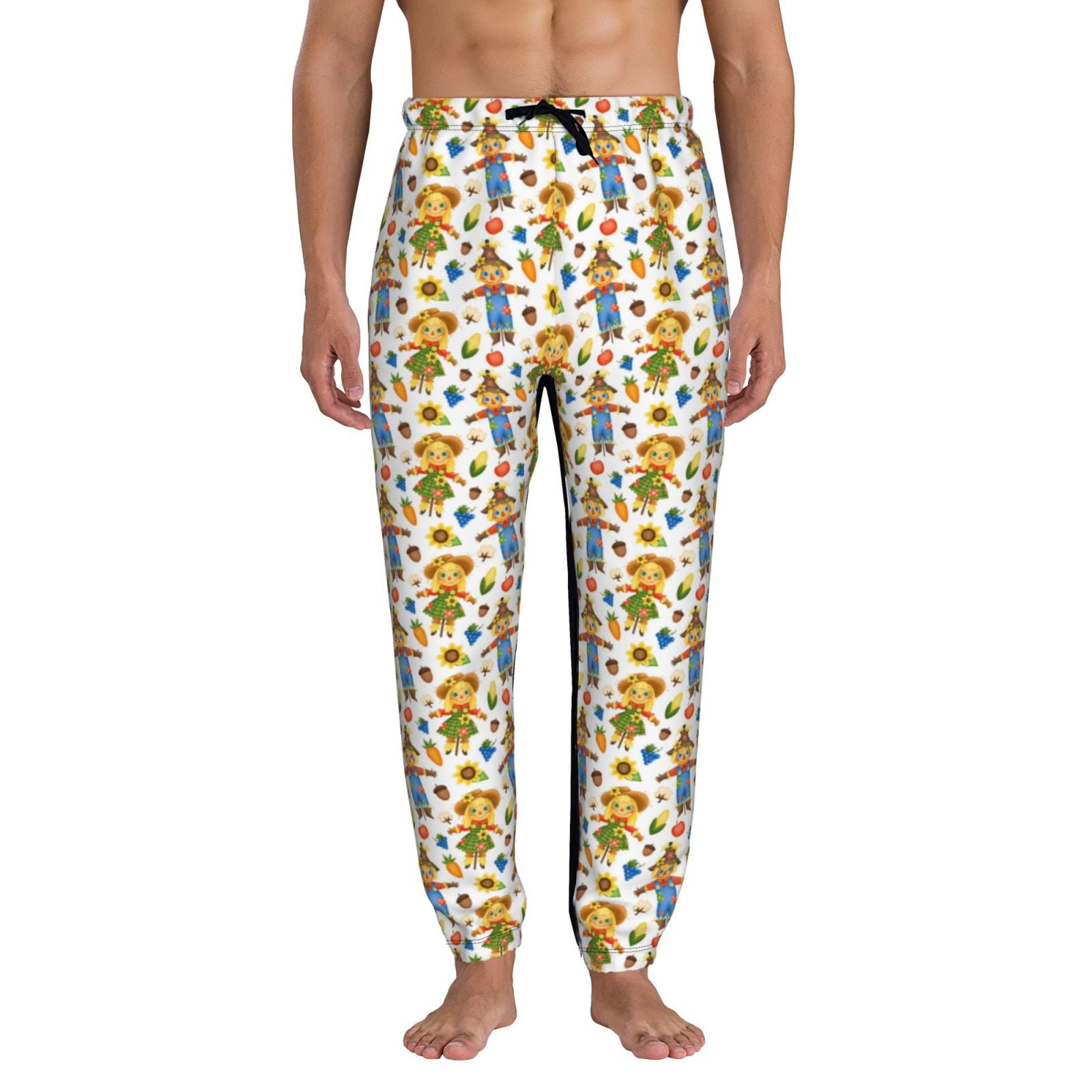 Adobk Harvest Scarecrow Pattern Print Men's Sweatpants Tapered Joggers ...