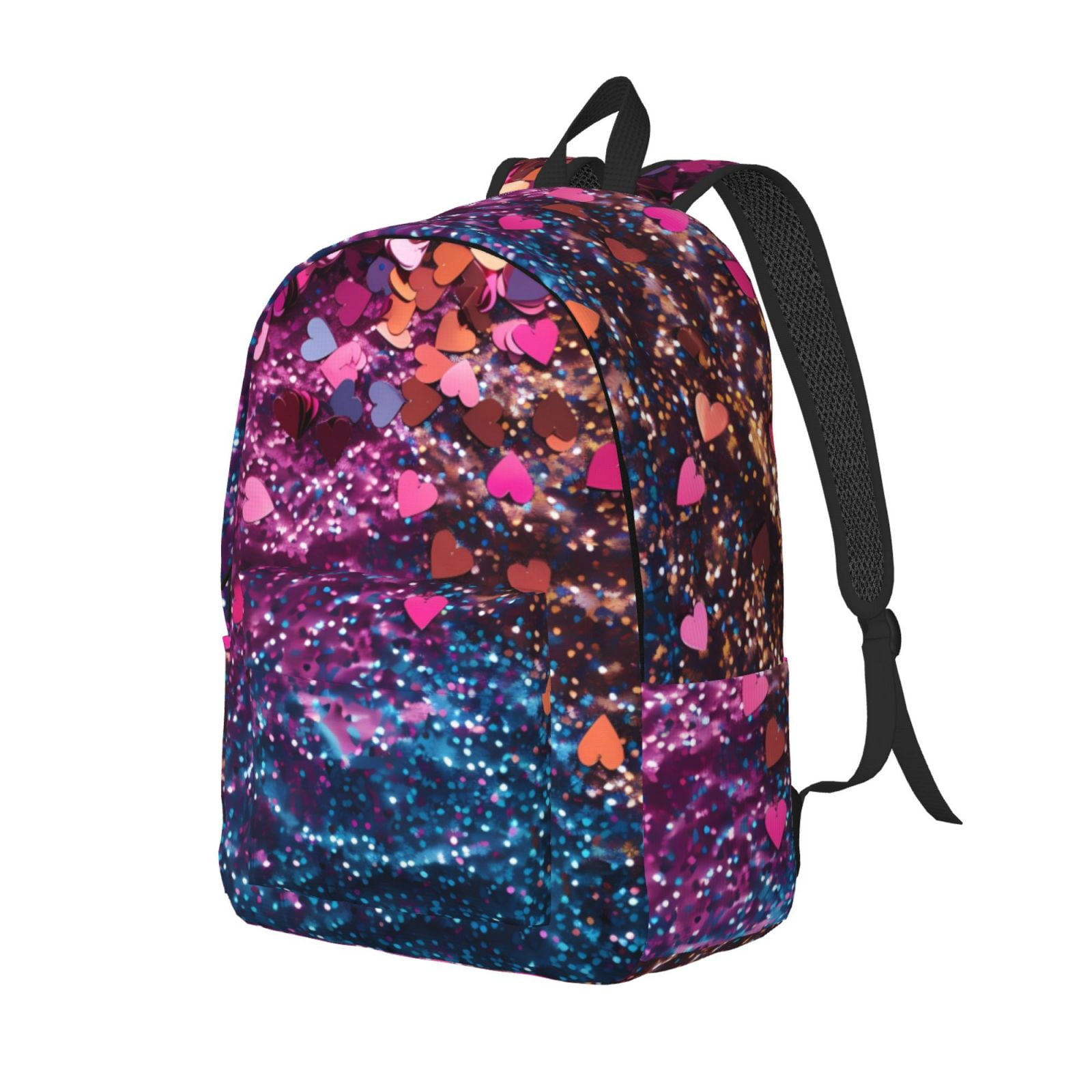 Adobk Heart Confetti on Glitter Print Canvas Backpack Lightweight ...