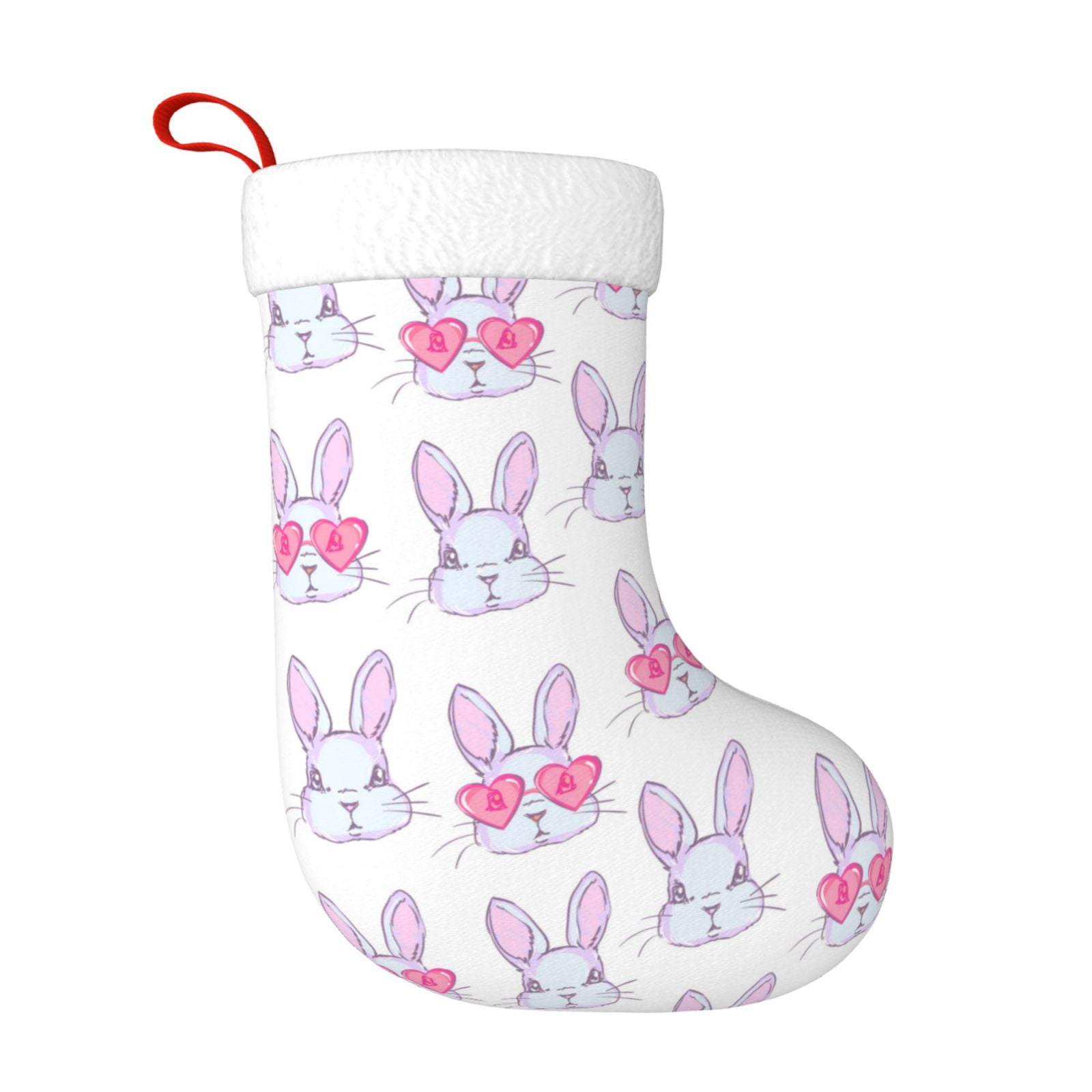 Adobk Heart Rabbit Print Christmas Stockings,Christmas Stocking Santa ...