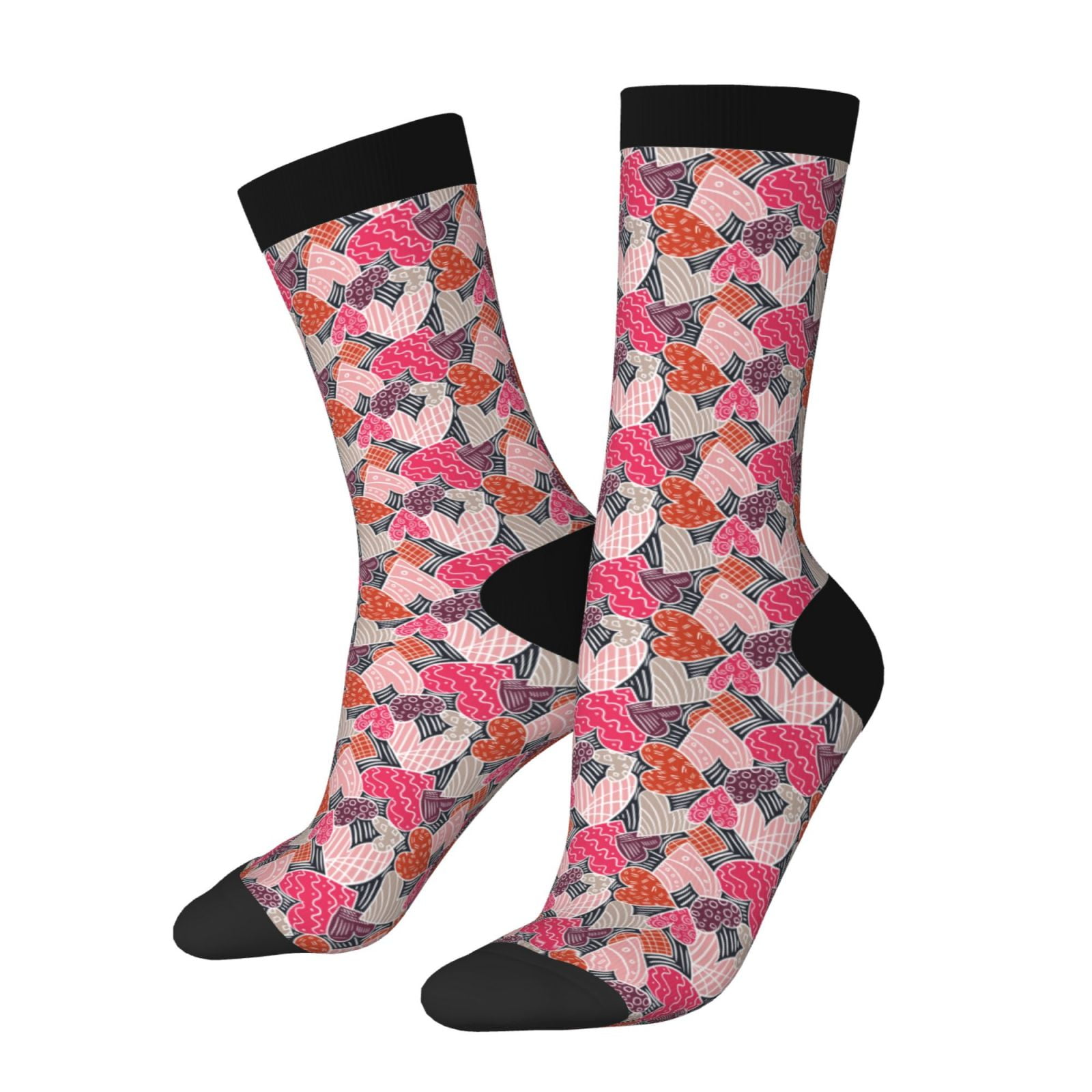 Adobk Hearts for Valentines day Print Adult Socks Crew Socks Athletic ...