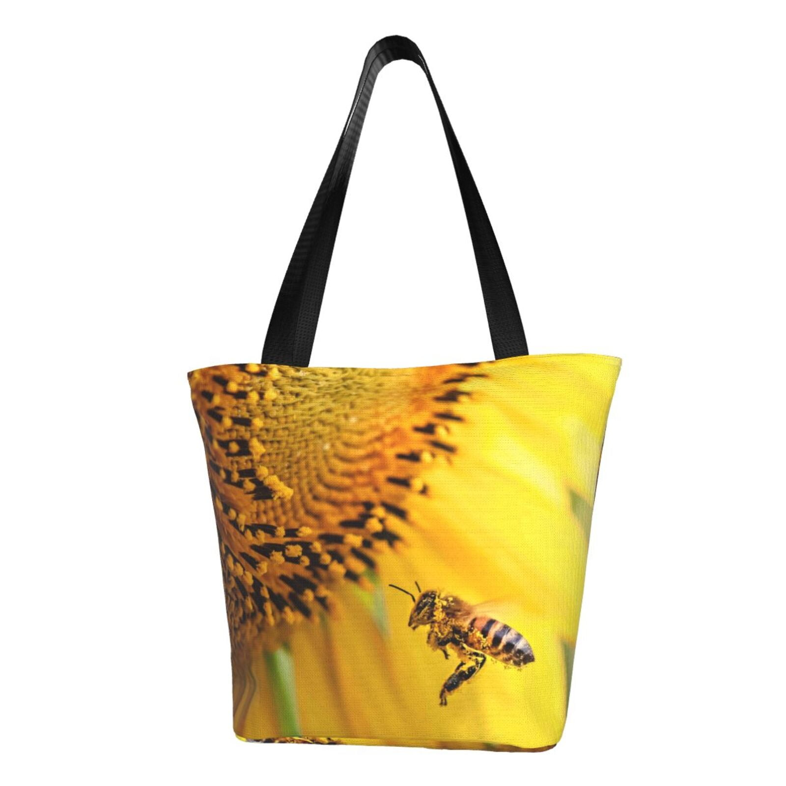 Adobk Honey Bee Pollinating Sunflower Canvas Tote Bag Vintage Tote Bag ...