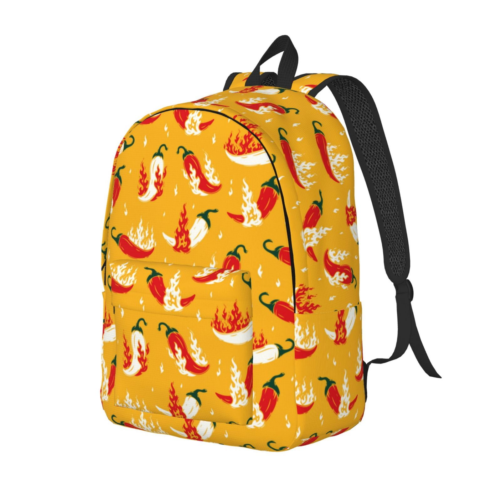 Adobk Hot Chilli Print Canvas Backpack Lightweight Travel Daypack ...
