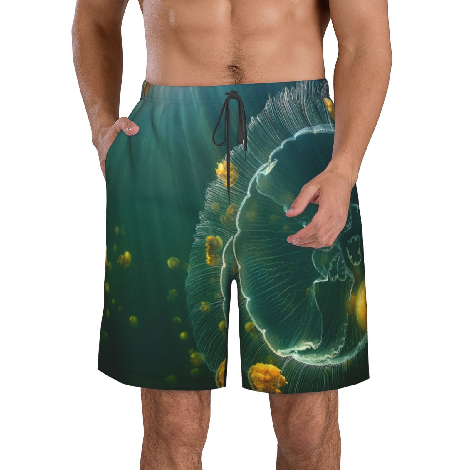 Adobk Jelly Fish Print Men's Swim Trunks Hawaiian Bathing Suit ...