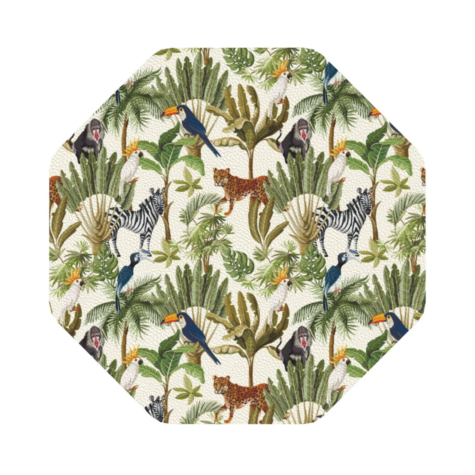 Adobk Jungle Animals Print Leather Coasters for Drinks(6 Pack), Durable ...