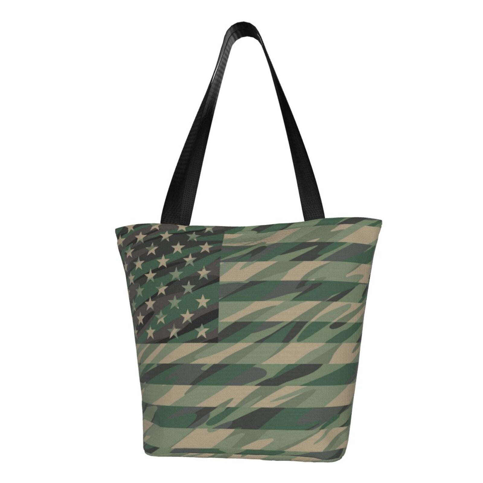 Adobk Jungle Green Camo Usa Flag Canvas Tote Bag Vintage Tote Bag ...