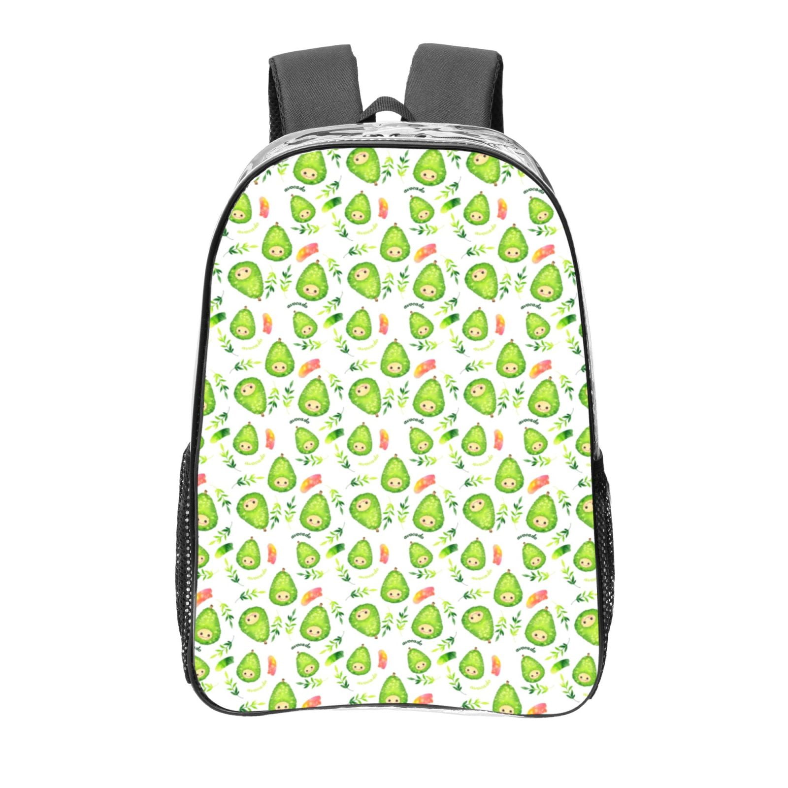 Adobk Kawaii Avocado Print Duty Clear Backpack for Girls Boys Women Men ...