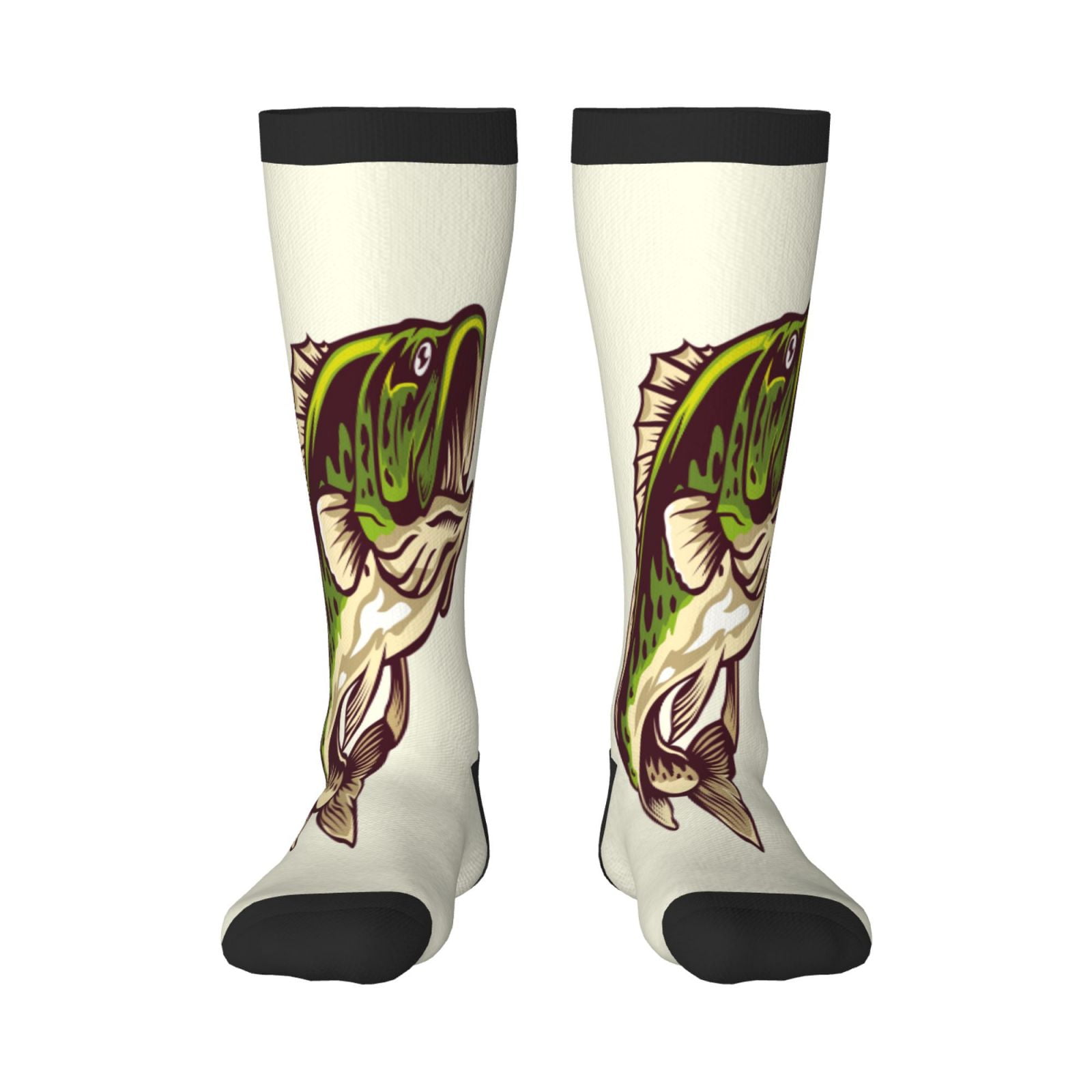 Adobk Largemouth Bass Fish (3) Print Knee High Socks Athletic Tube ...