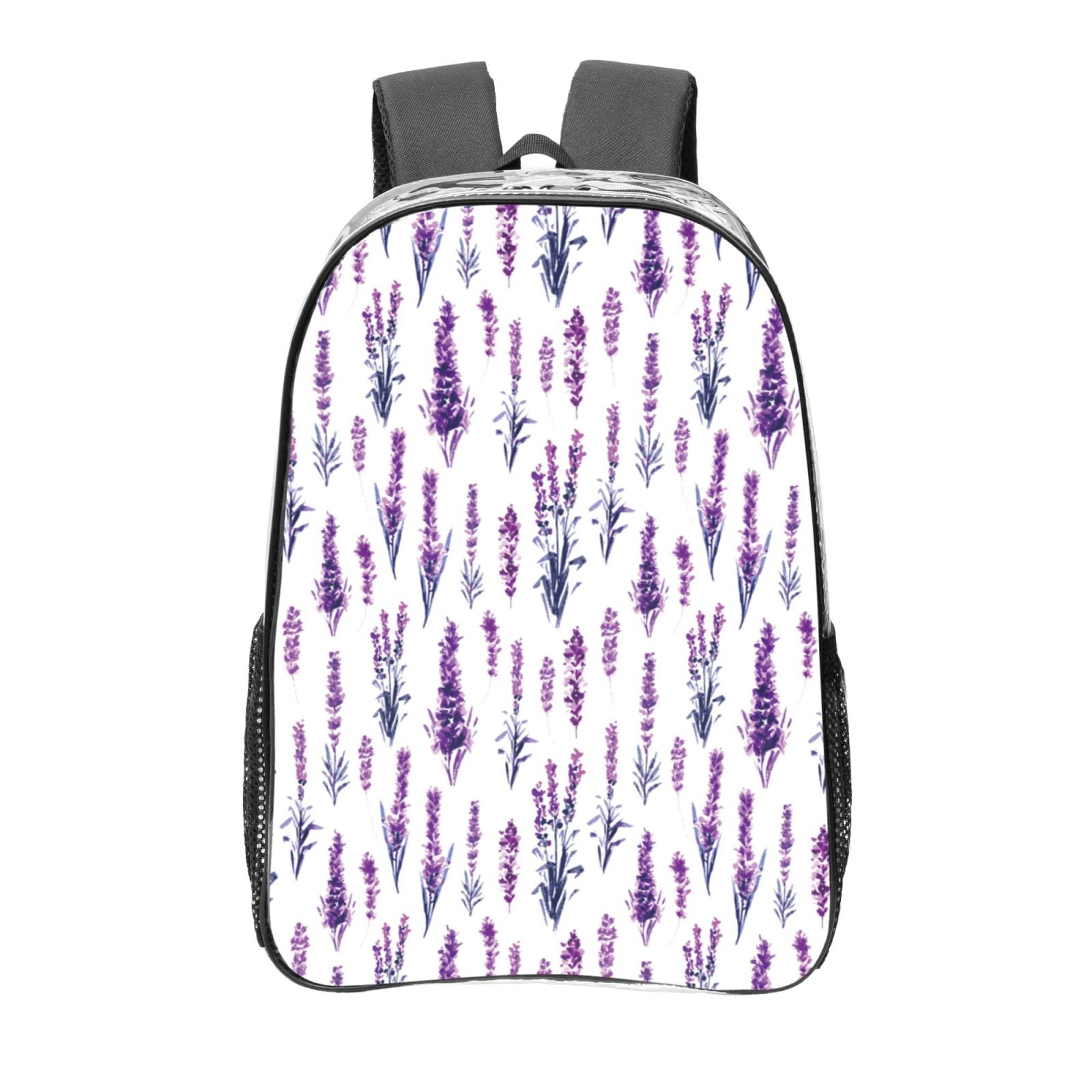 Adobk Lavender Flowers Print Duty Clear Backpack for Girls Boys Women ...