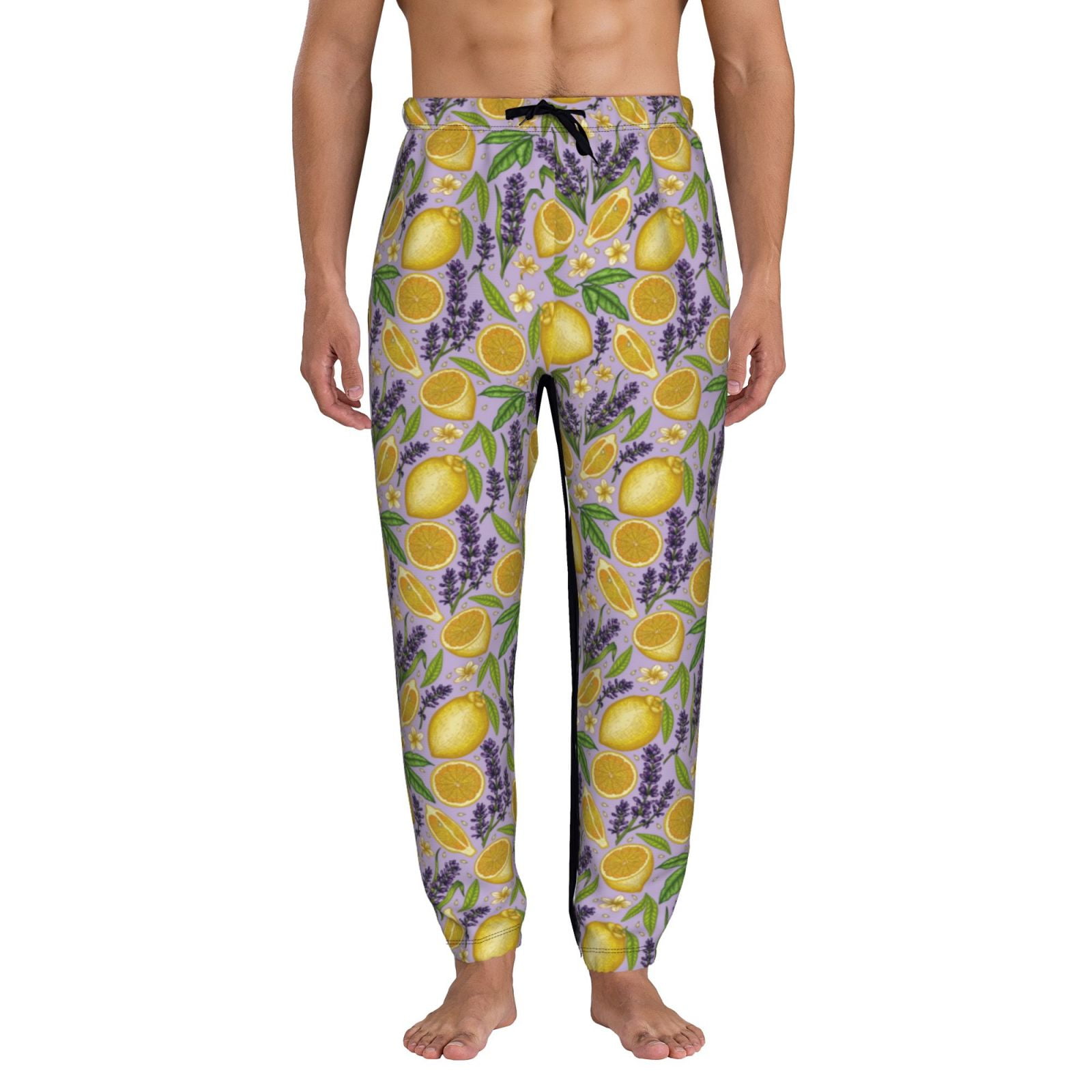 Adobk Lavender Flowers Print Men's Sweatpants Tapered Joggers for Men ...