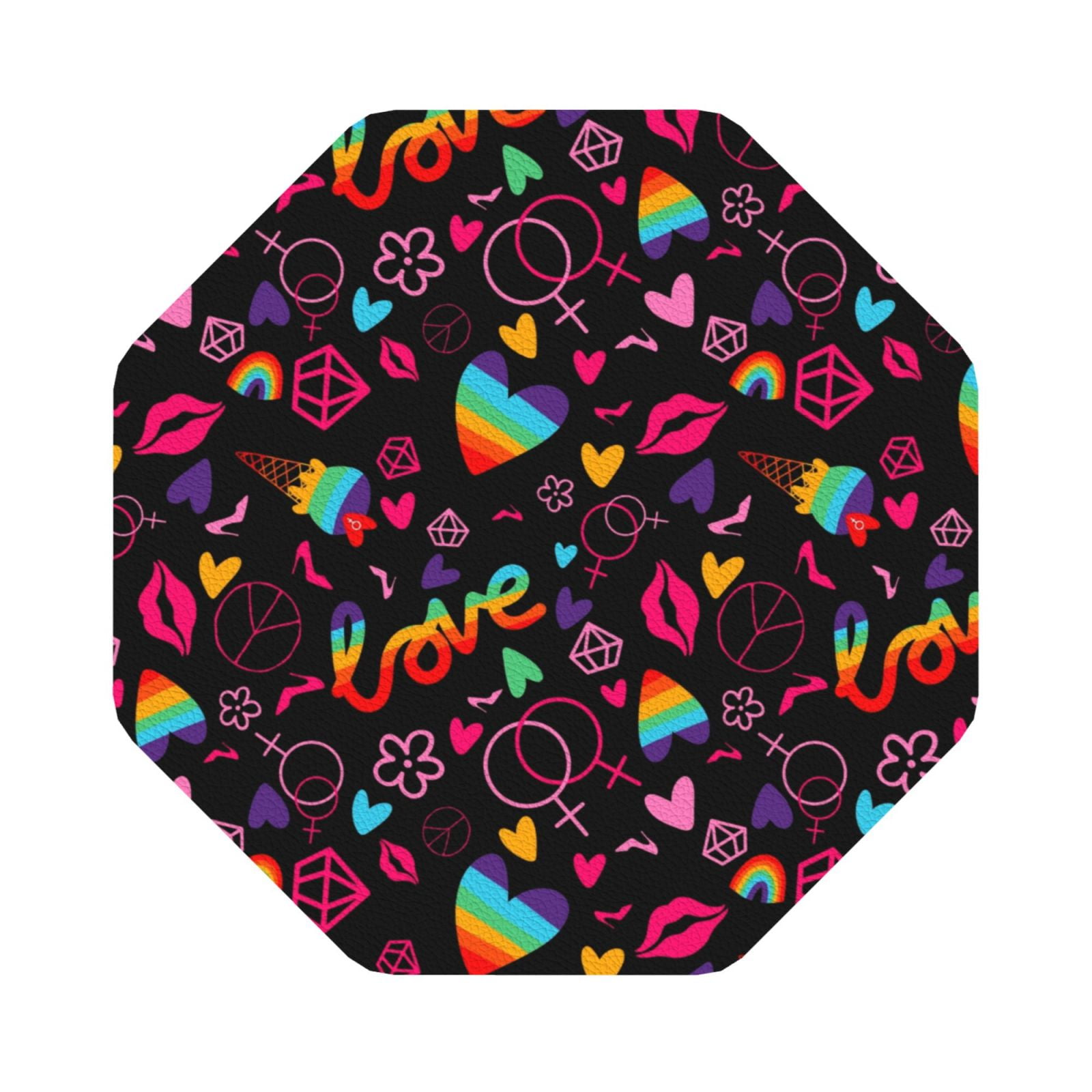 Adobk Lgbt Rainbow For Pride Print Leather Coasters for Drinks(6 Pack ...