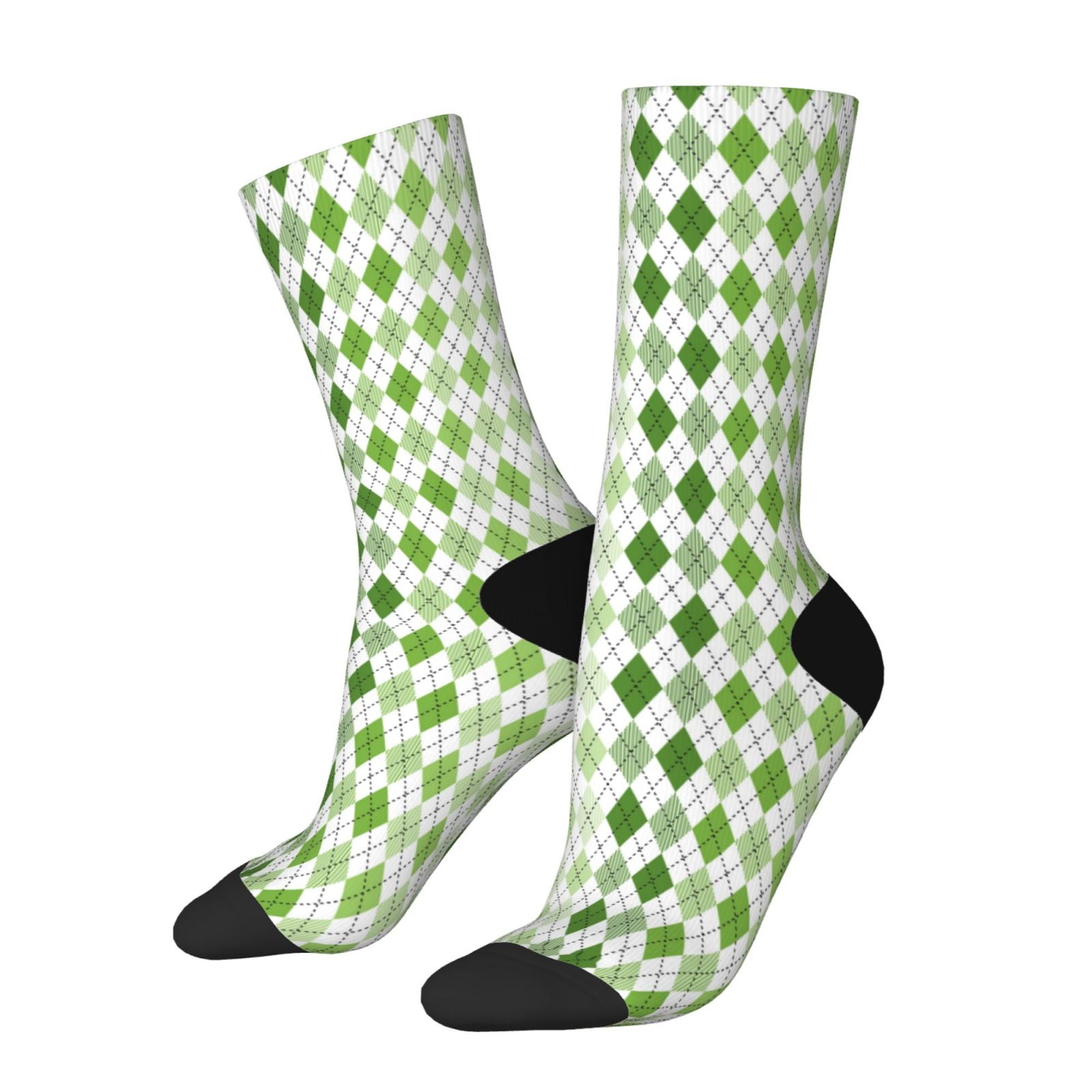 Adobk Light green argyle Print Adult Socks Crew Socks Athletic Tube ...