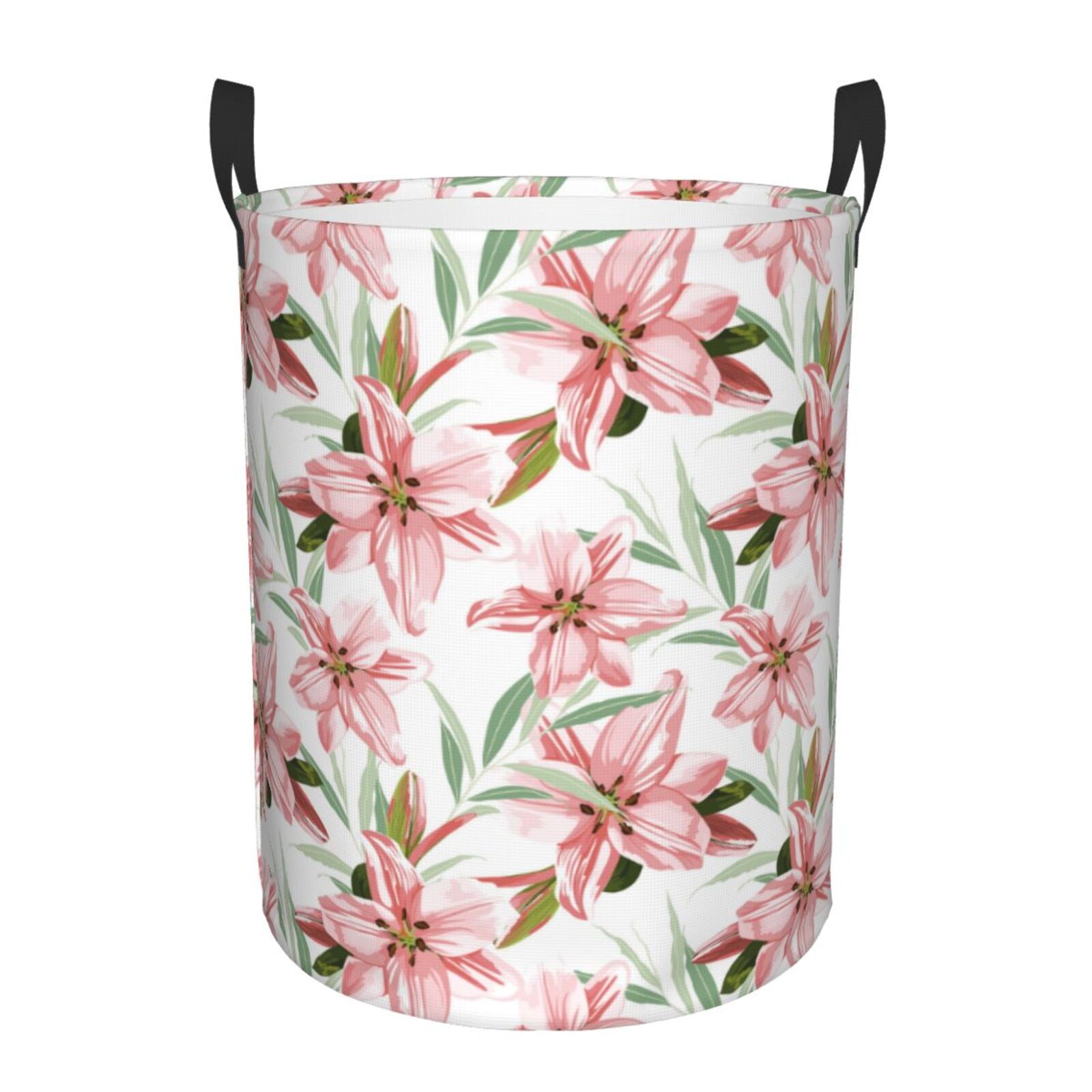 Adobk Lilies Flowers Print Laundry Basket,irty Clothes Hamper with ...