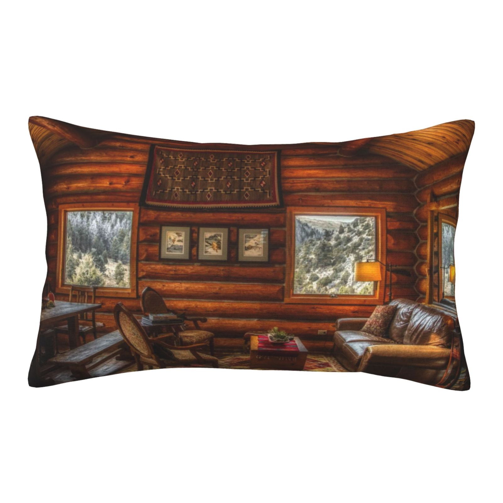 Adobk Log Cabin Inside Print Pillowcases Cotton Queen Pillow Cases,14 ...