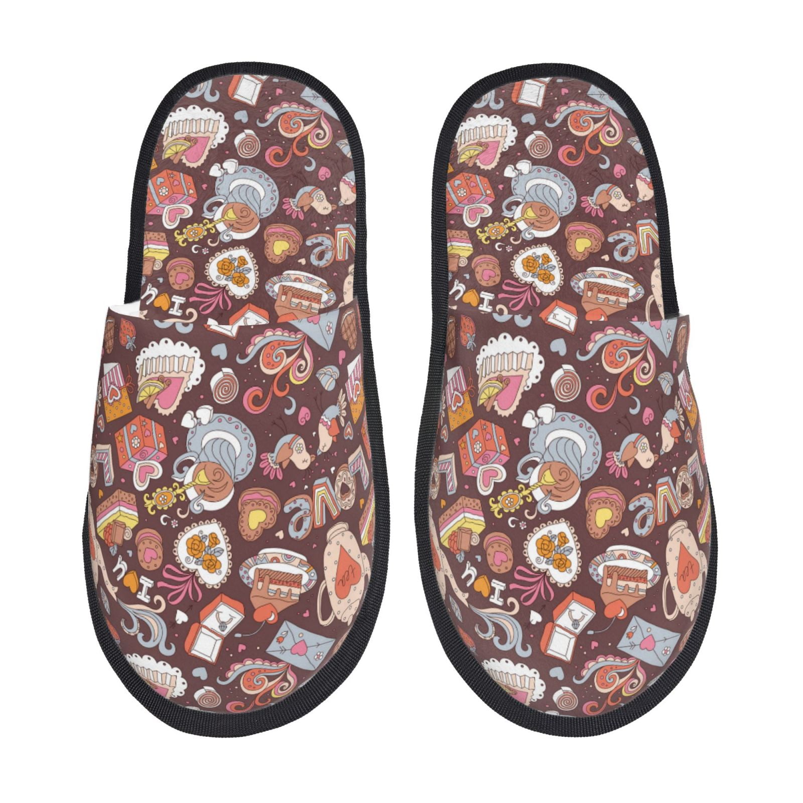 Adobk Love Heart Print Slippers Indoor Outdoor,Retro Slippers House ...