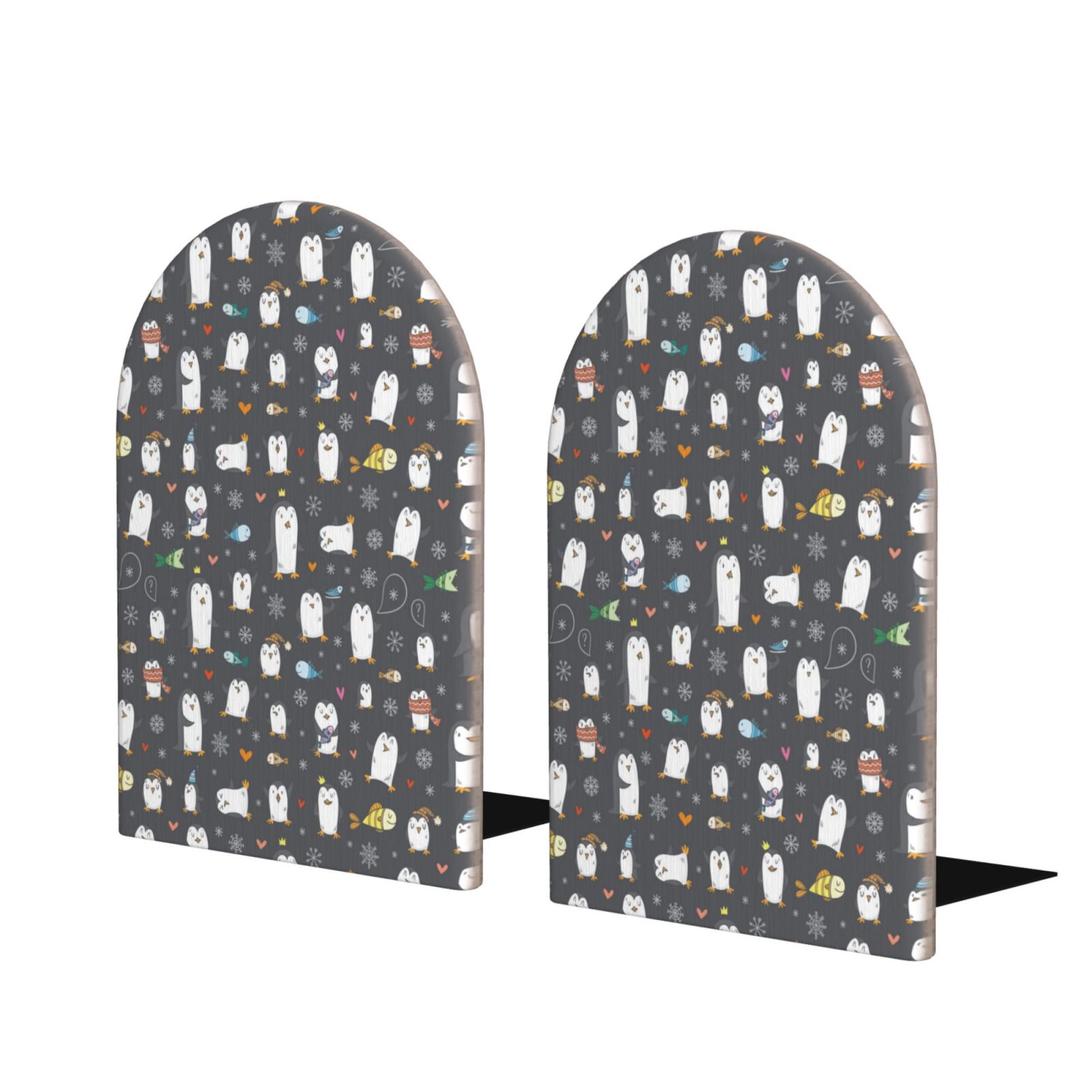Adobk Lovely Penguin Print Wooden Bookends with Metal Base,on-Skid ...