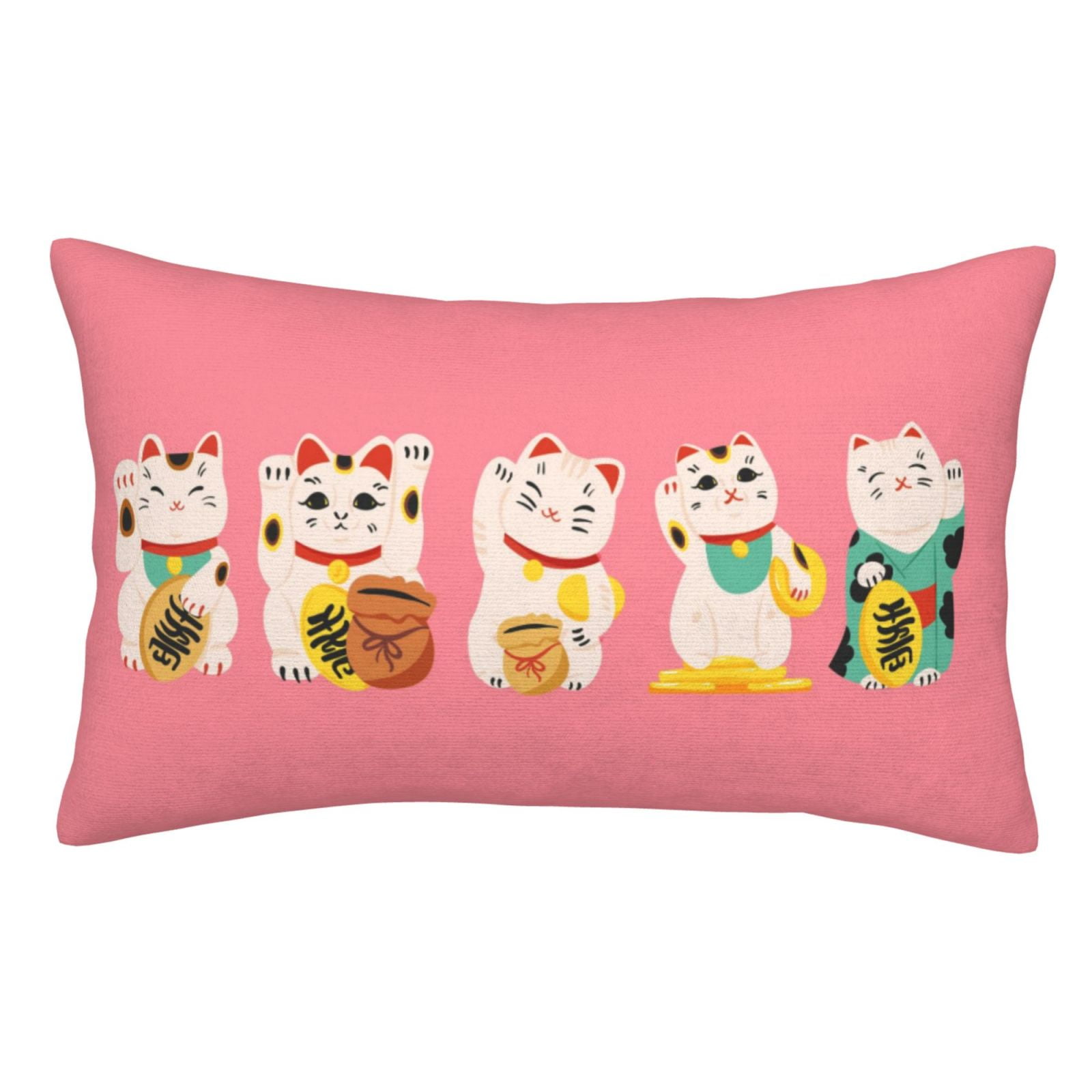 Adobk Lucky Cat ,Cute Cat Print Pillow Cases Standard Size,Lucky Cat ,Cute Cat Pillowcases With ...