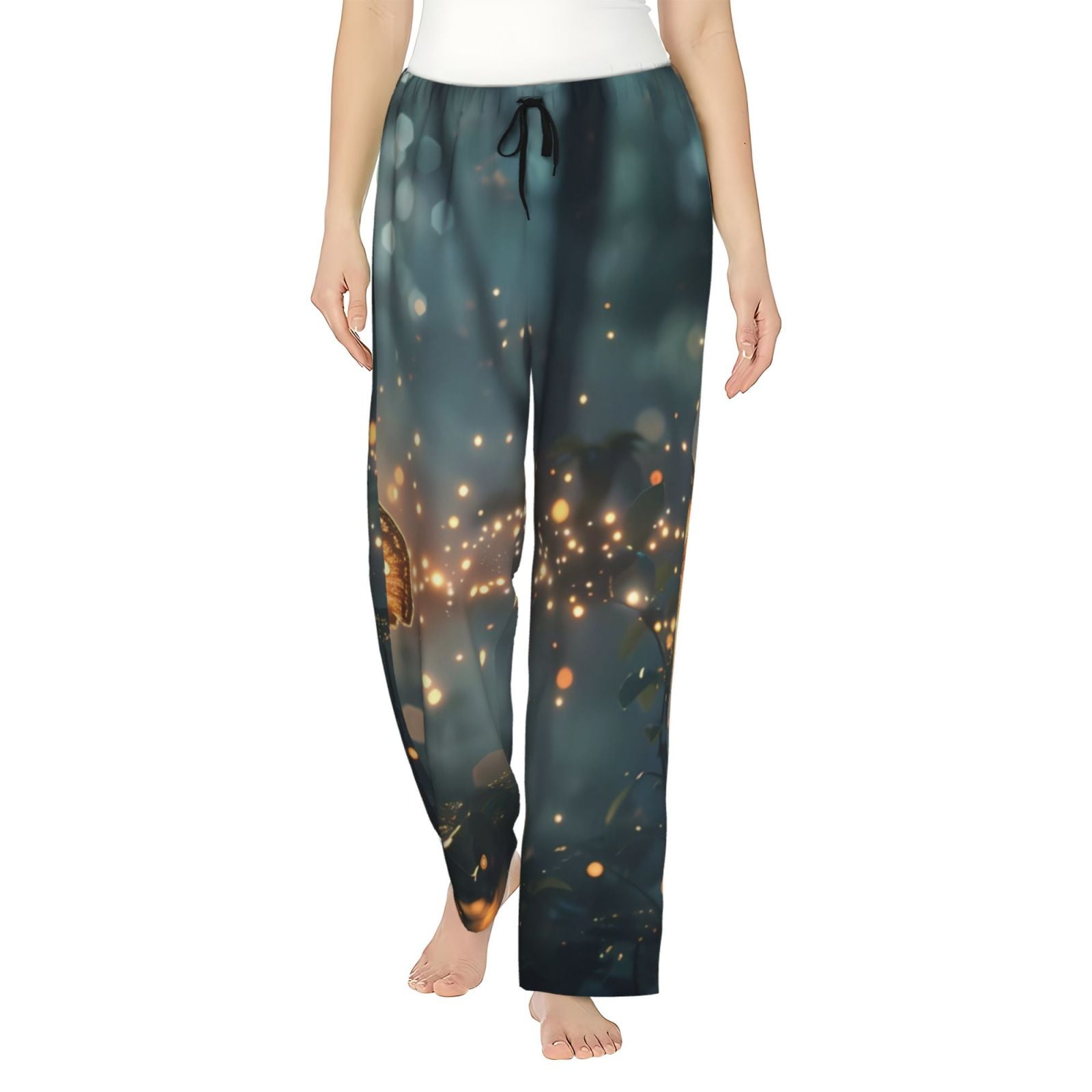 Adobk Magical Butterfly In Forest Print Women Comfy Casual Pajama Pants ...