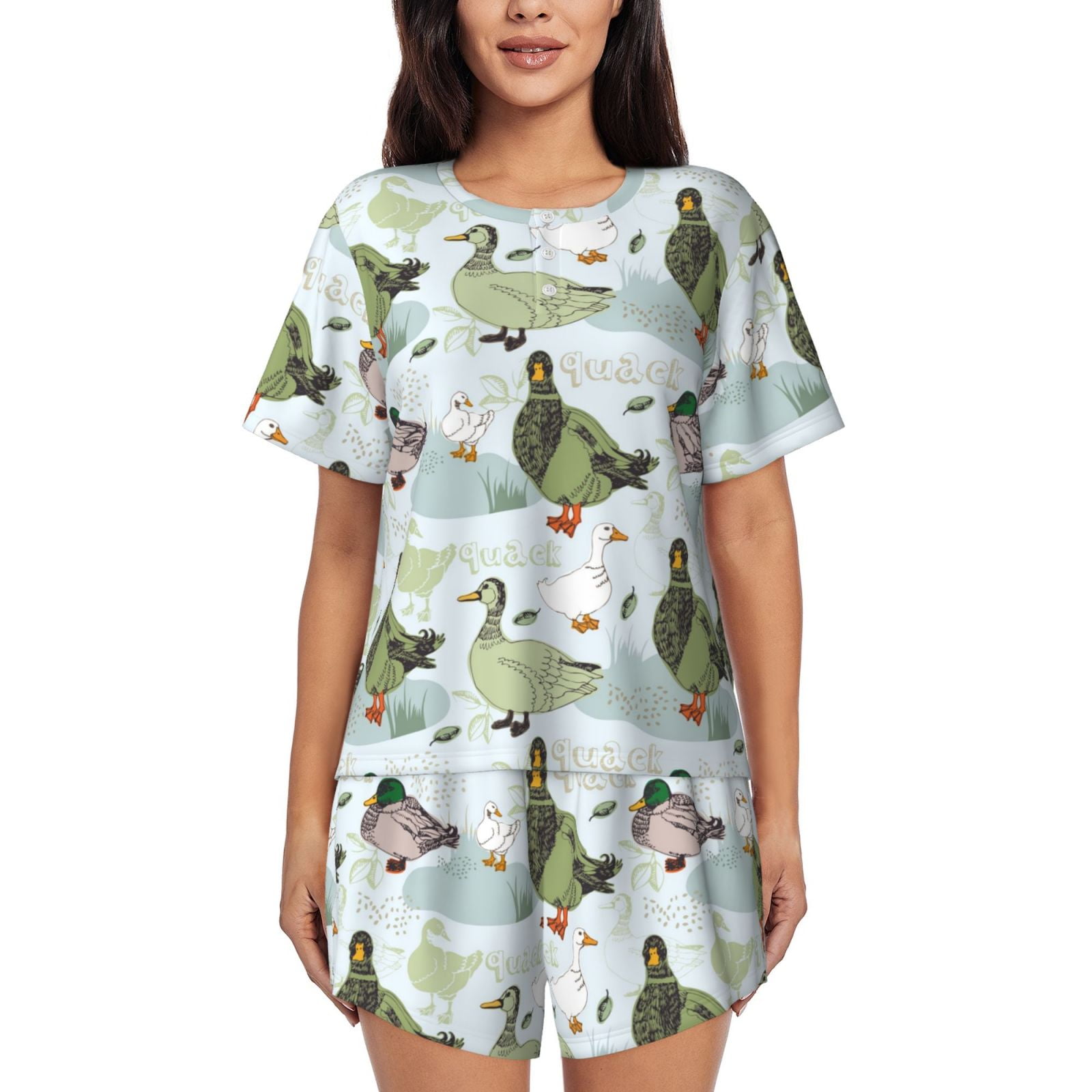 Adobk Mallard Ducks Wild Birds Print Women Pajamas Sets for Short ...