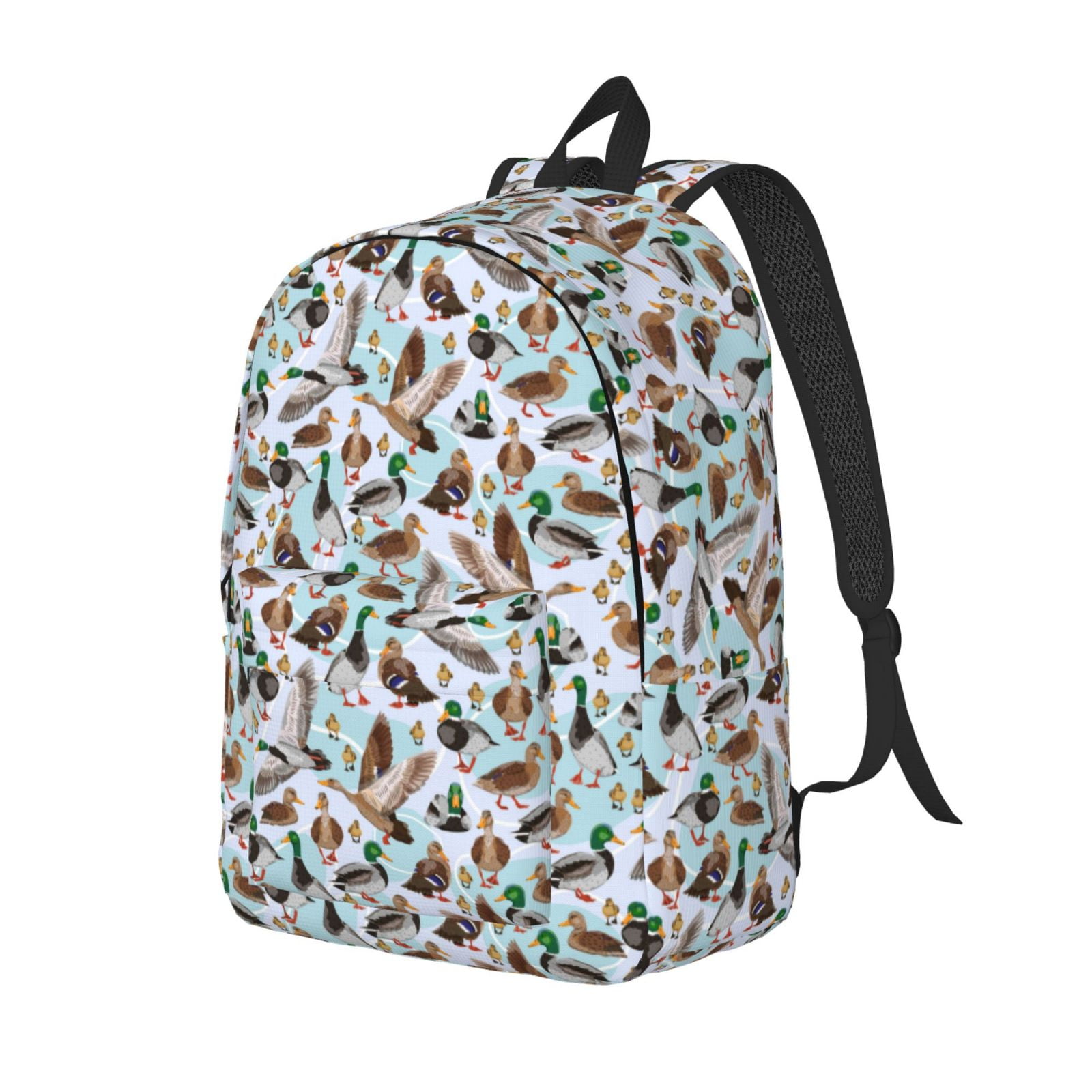 Adobk Mallard Ducks Wild Birds1 Print Canvas Backpack Lightweight ...