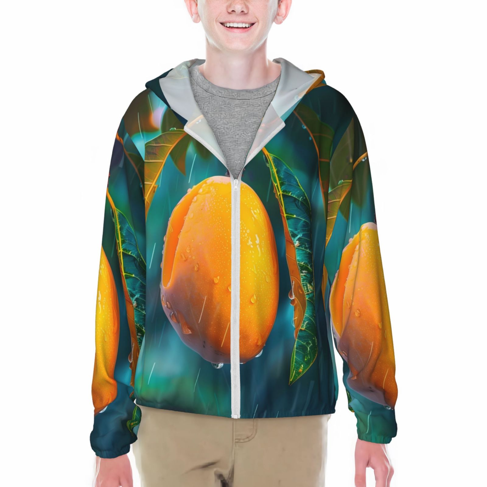 Adobk Mango In The Rain Print Rash Guard Long Sleeve UPF 50+ UV ...