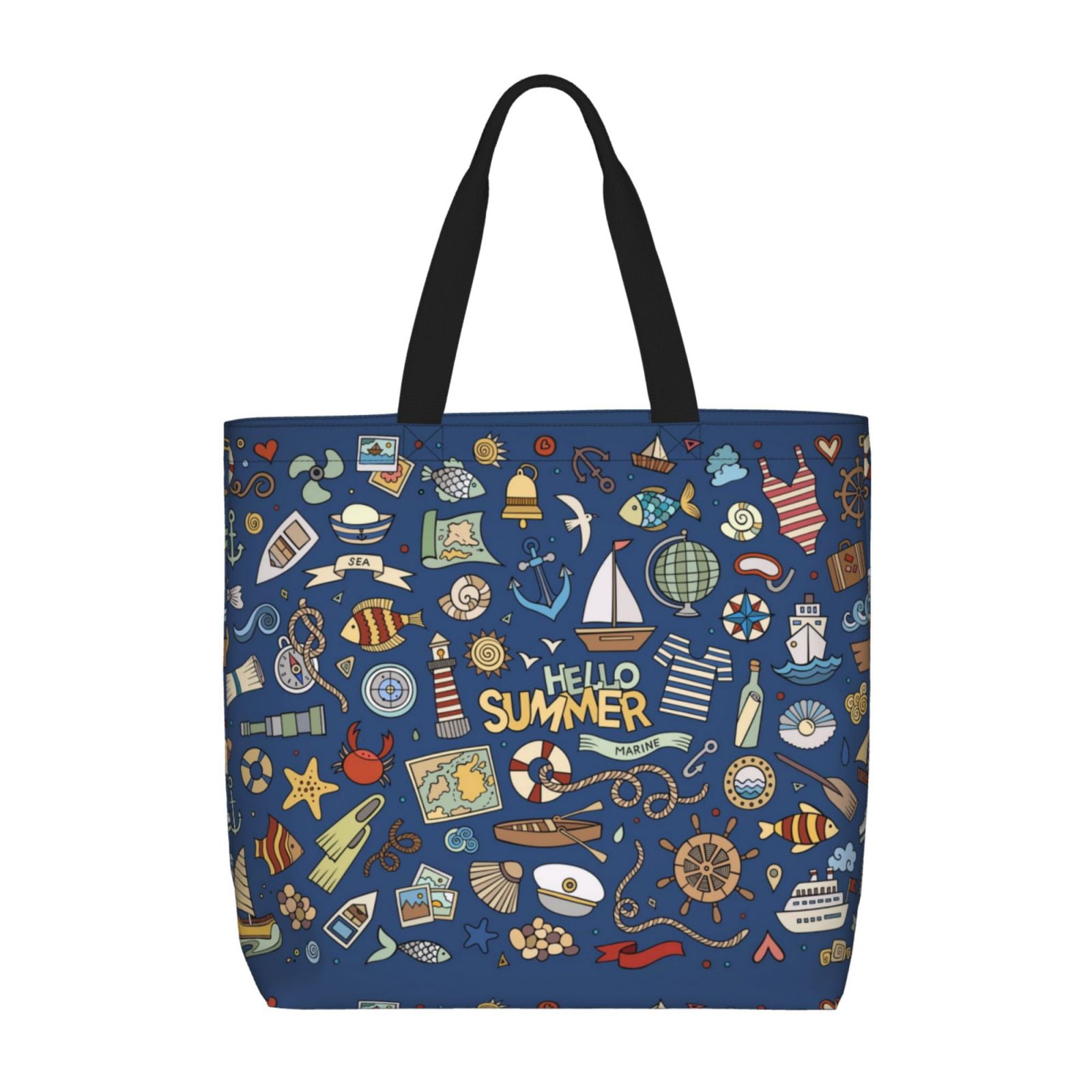 Adobk Marine Nautical Print Tote Bags Shoulder Bag Beach Bag with ...