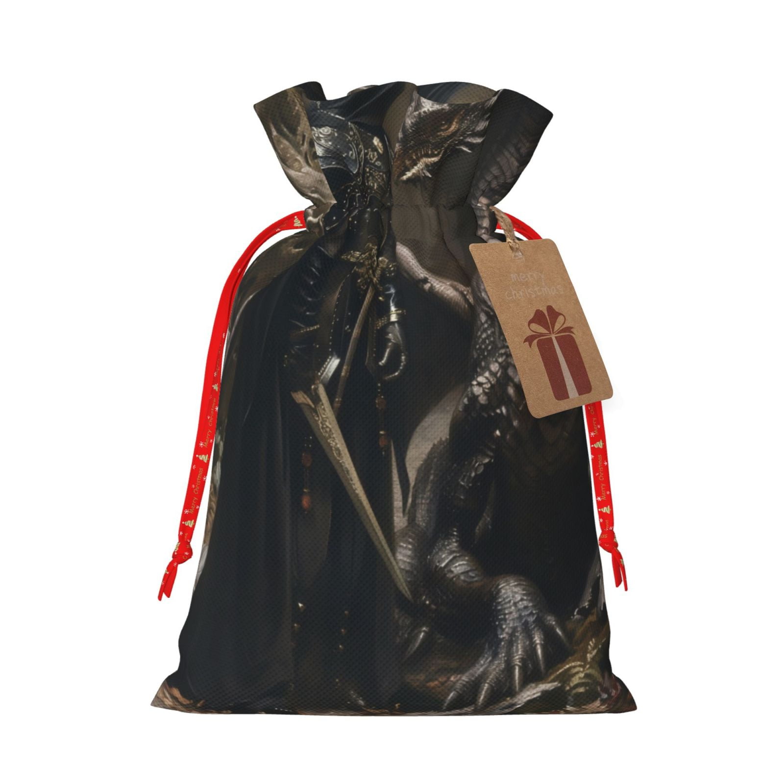 Adobk Medieval Knight And Dragon Print Holiday Drawstring Gift Bags ...