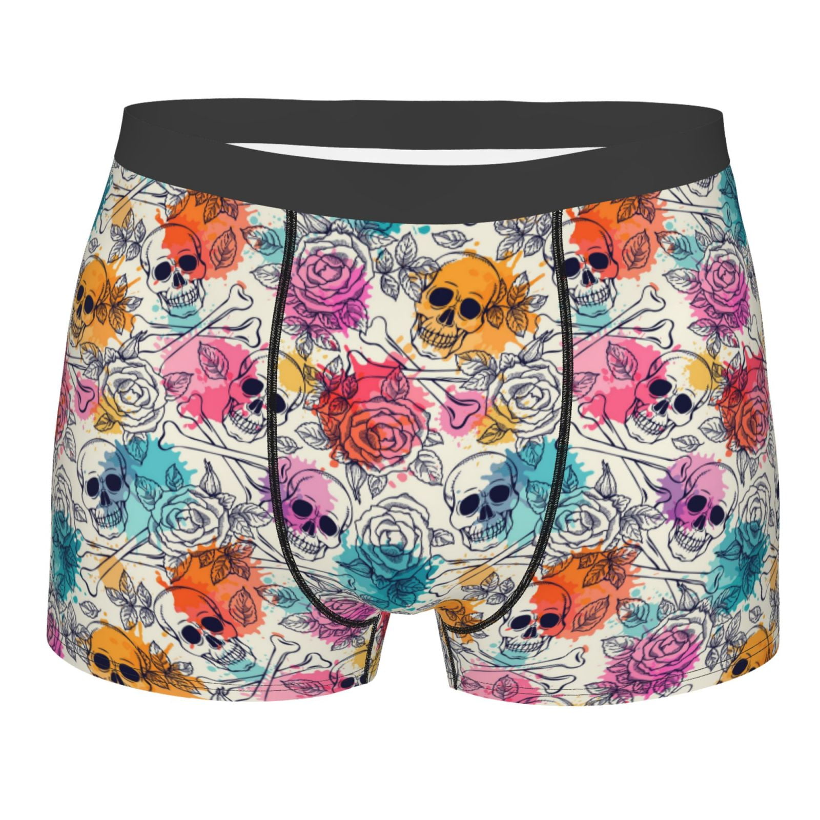 Adobk Men'S Skulls And Roses Boxer Briefs,Moisture Wicking & Breathable ...