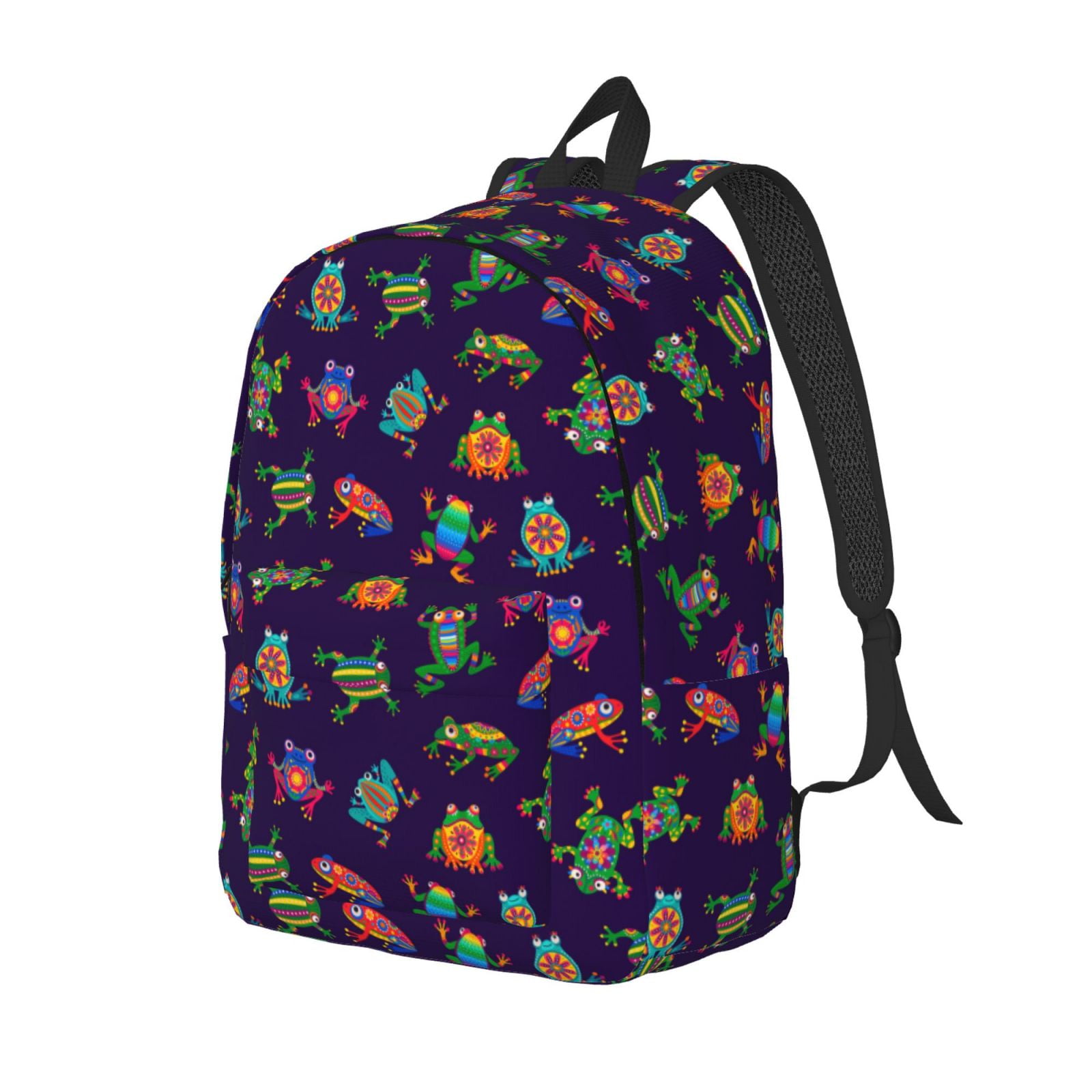 Adobk Mexican Frogs Print Canvas Backpack Lightweight Travel Daypack ...