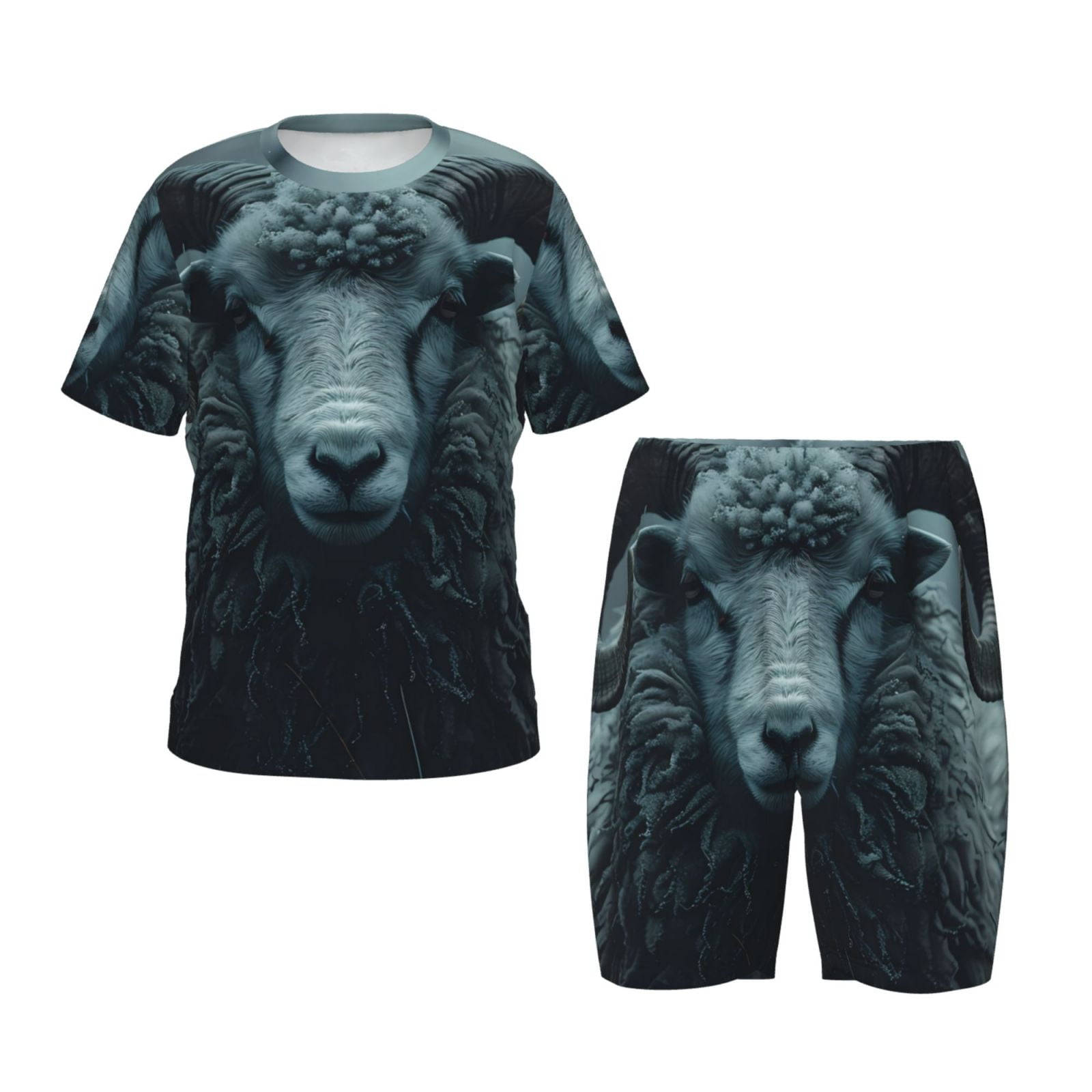 Adobk Moody Ram Portrait Print Pajamas Toddler 2 Piece Short Sleeve ...