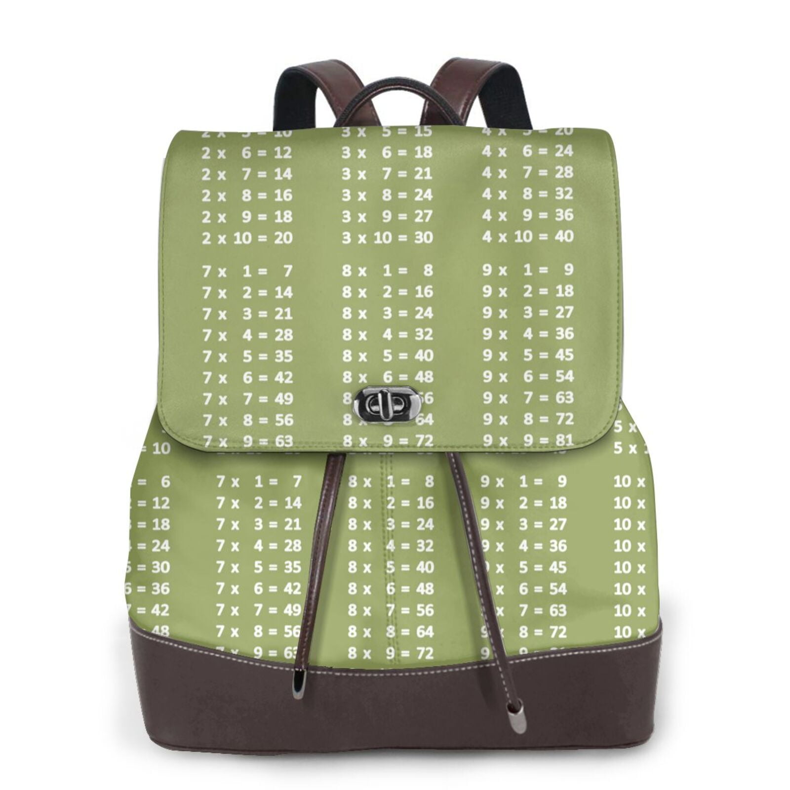 Adobk Multiplication Table1 Print Leather Backpack Vintage Laptop ...
