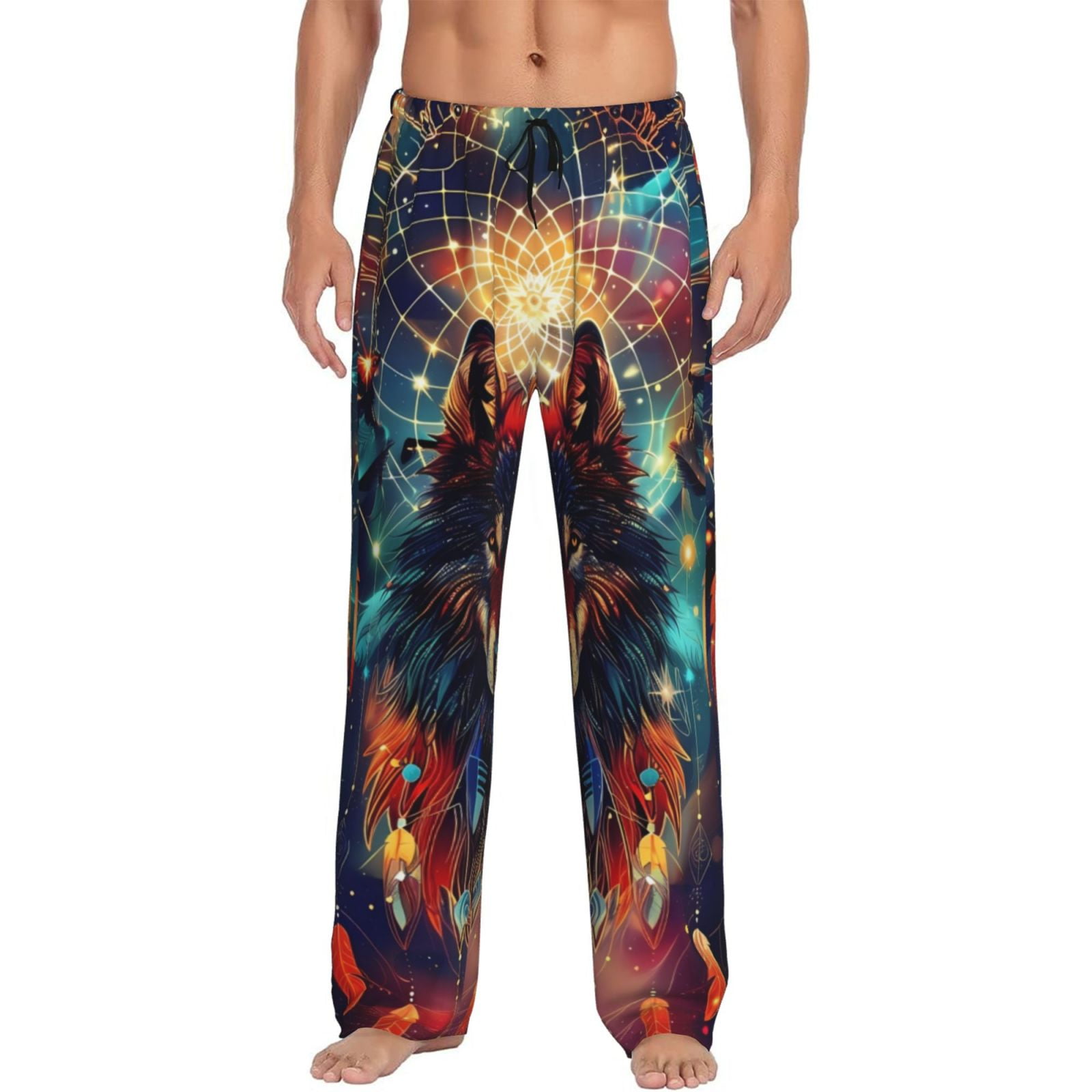 Adobk Mystic Wolf Dreamcatcher Print Men's Poly-Spandex Jersey Knit ...