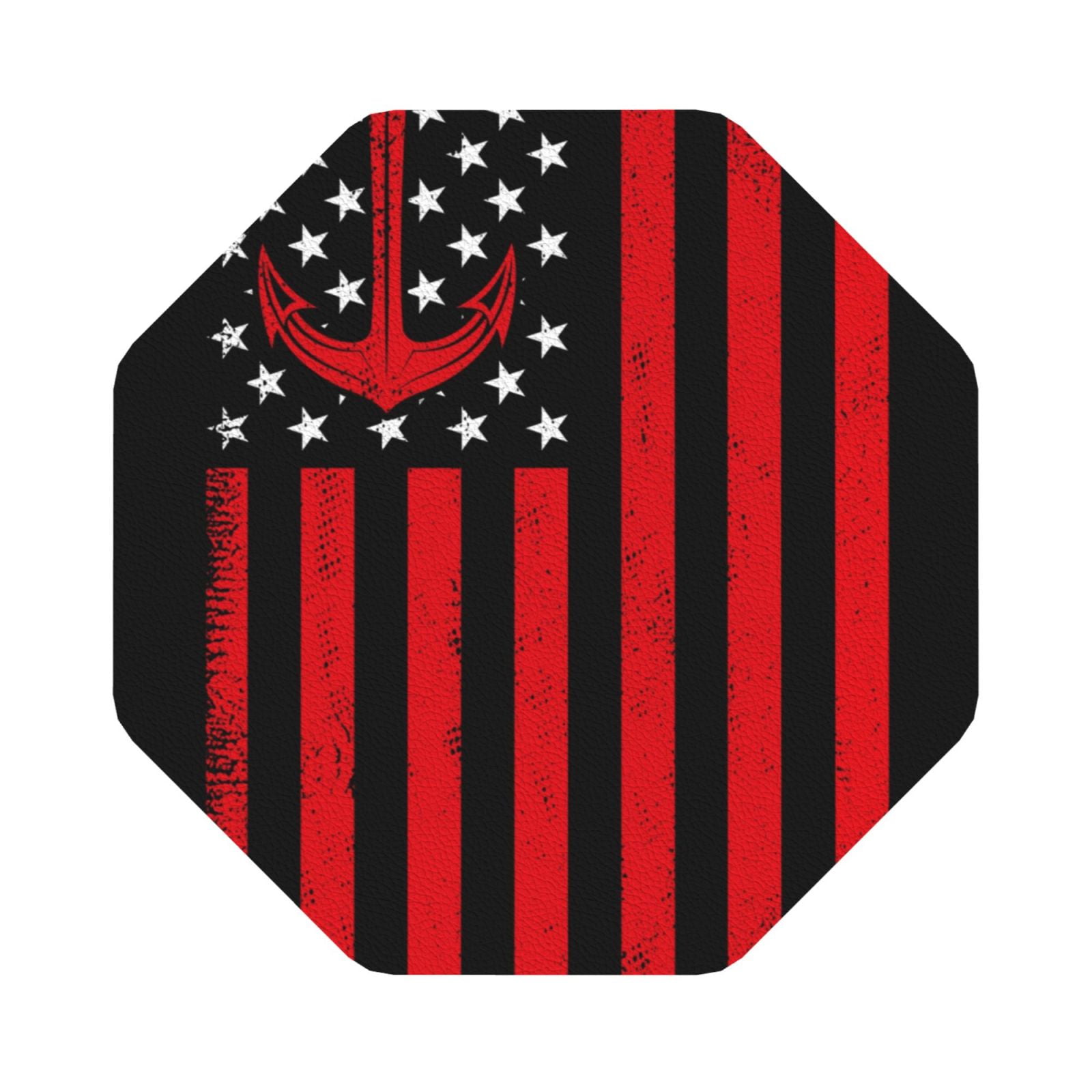 Adobk Nautical American Flag Print Leather Coasters for Drinks(6 Pack ...