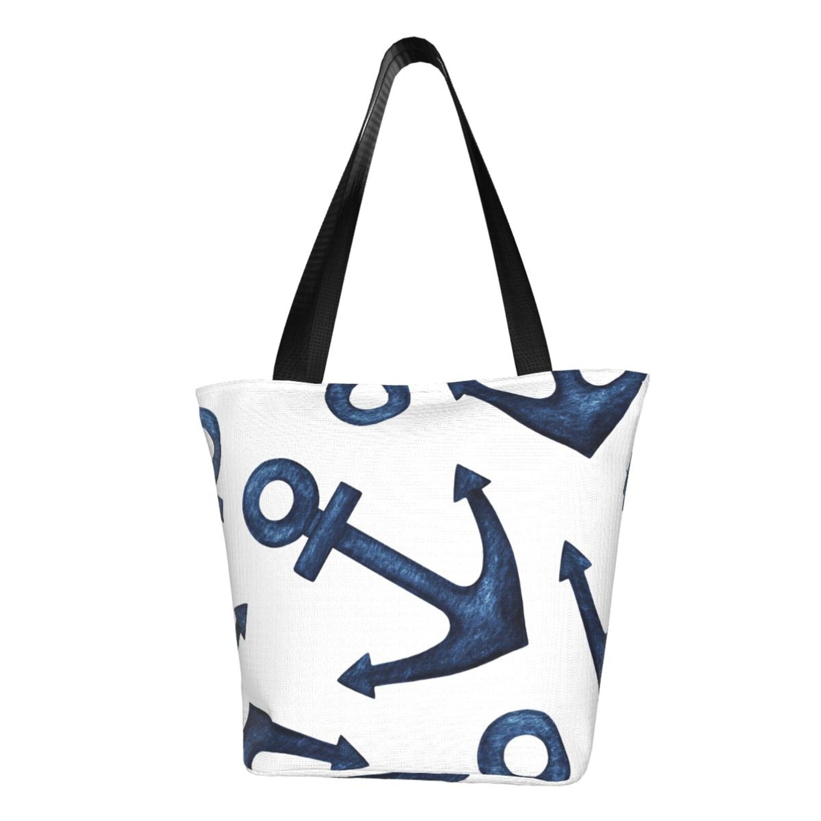 Adobk Navy Blue Anchor Canvas Tote Bag Vintage Tote Bag Shopping Bags ...