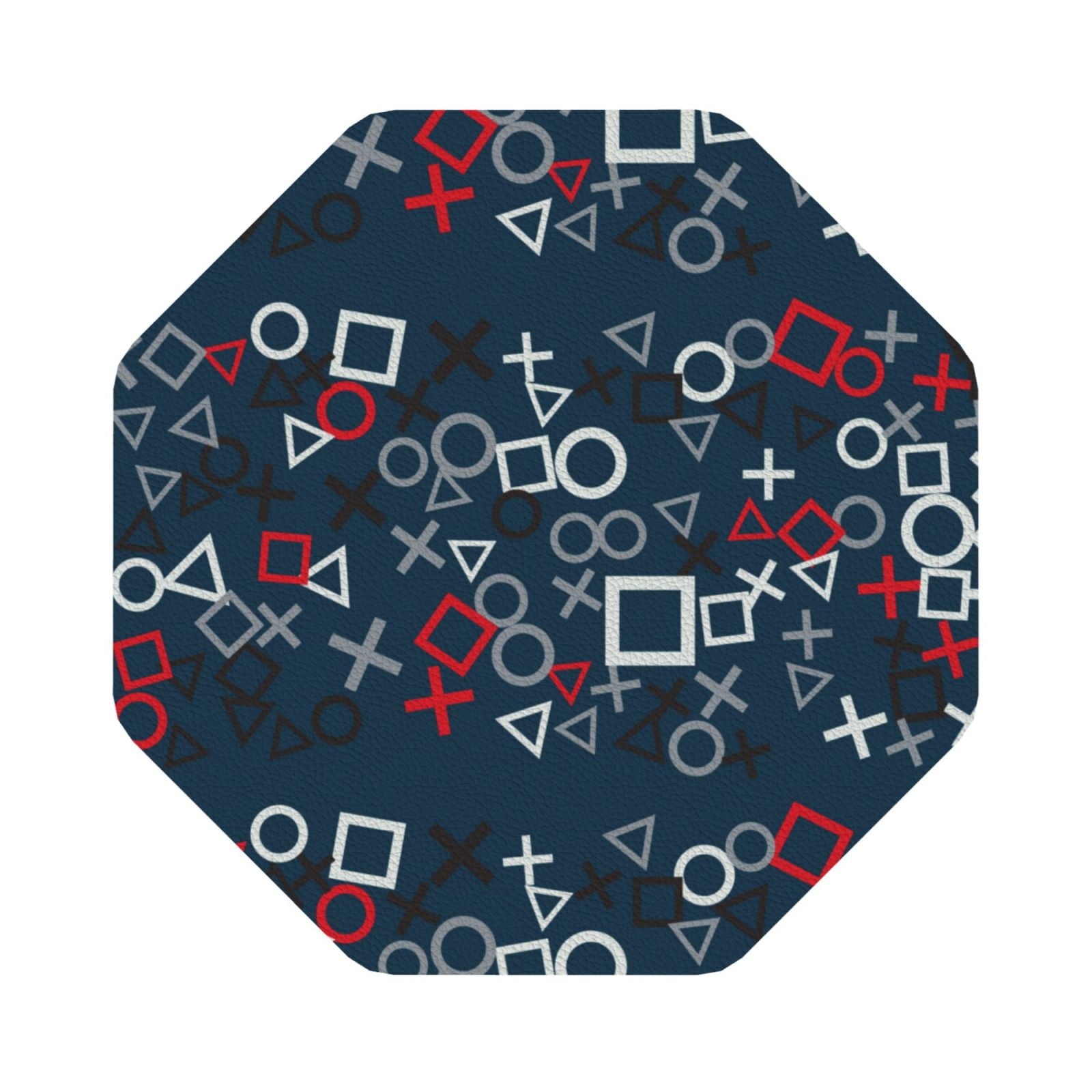 Adobk Navy Blue Geometric Print Leather Coasters for Drinks(6 Pack ...