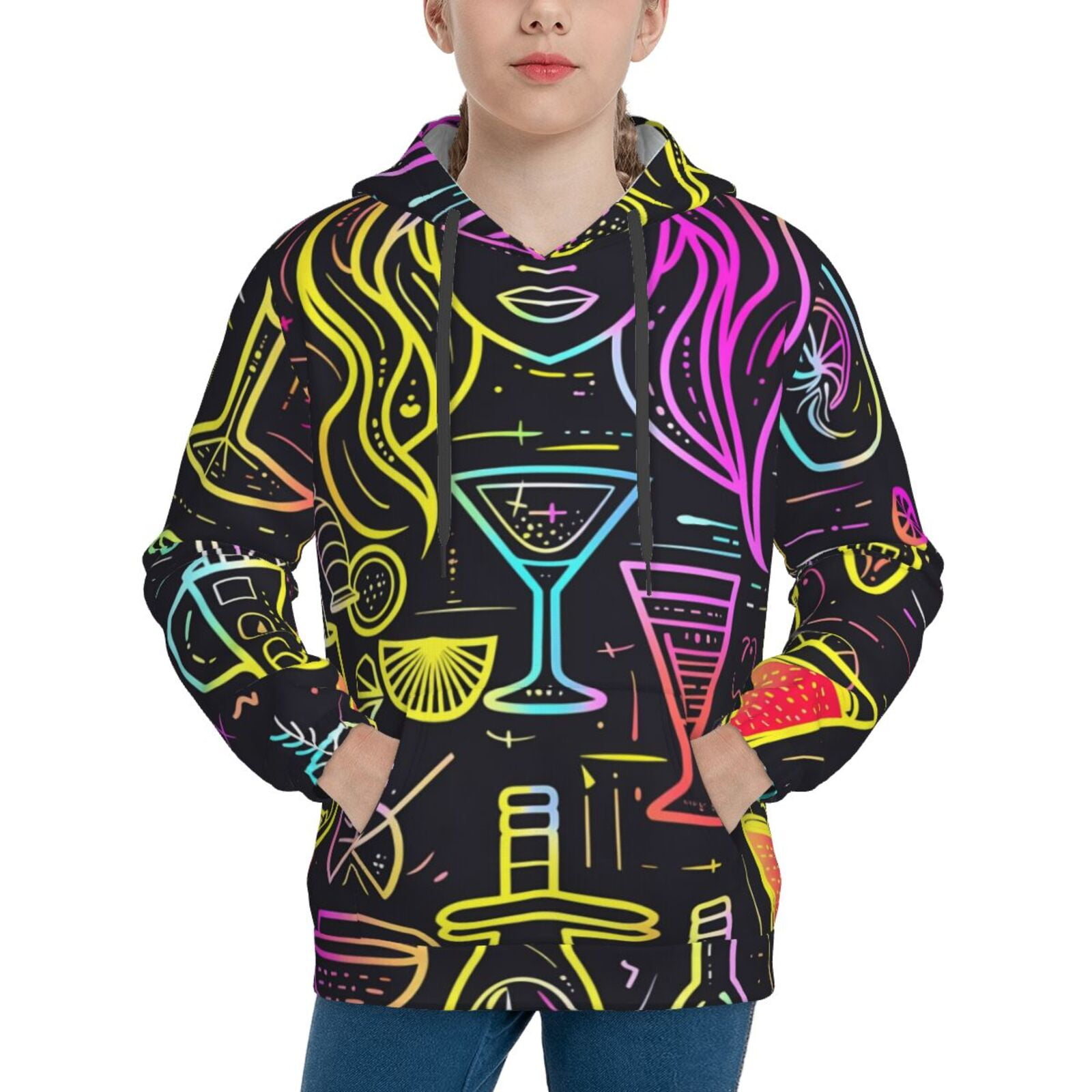Adobk Neon Bar Drinks Print Youth Hoodie Sweatshirt Boys and Girls ...