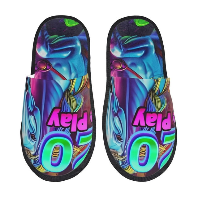 Adobk Neon Free Play Print Slippers Indoor Outdoor,Retro Slippers House ...