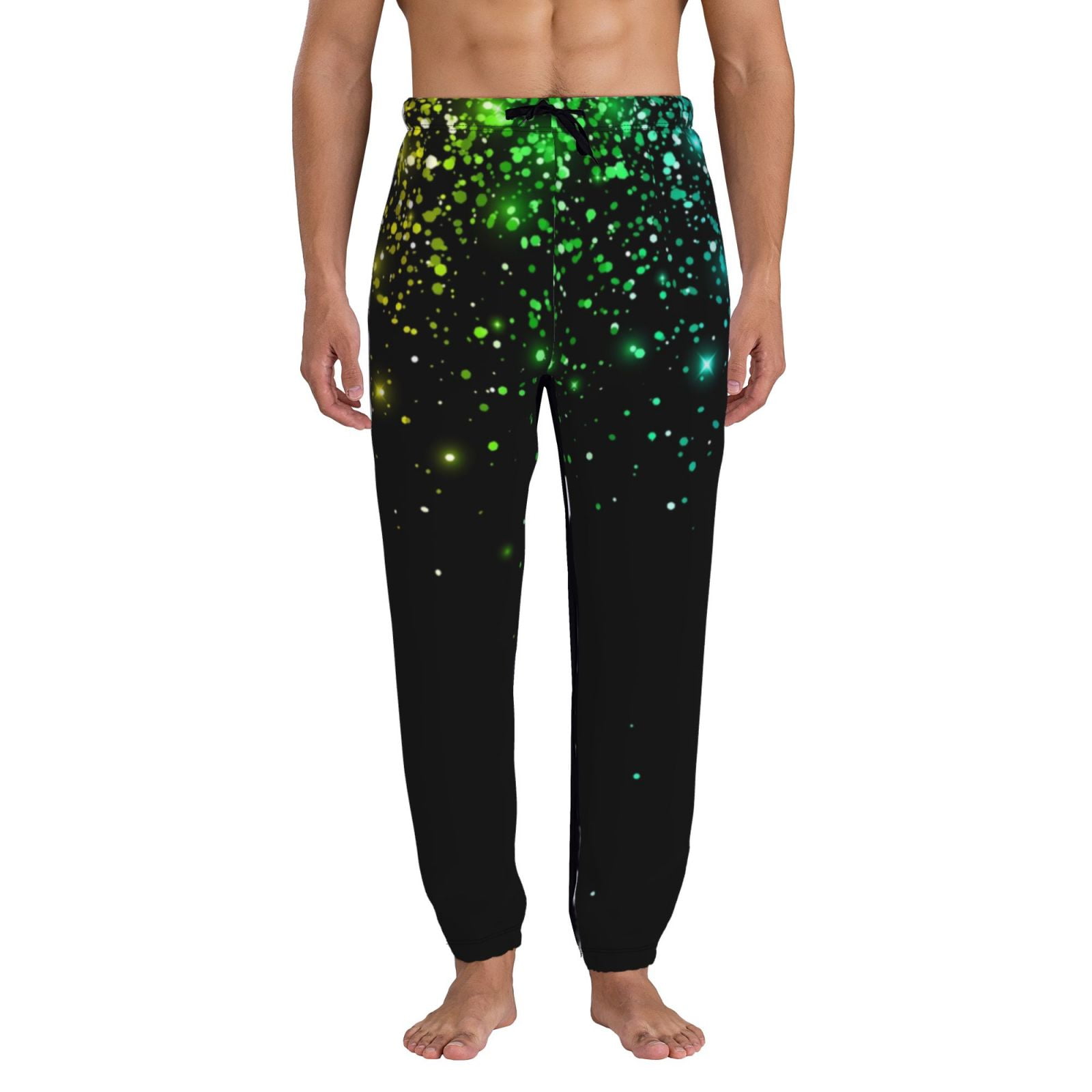 Adobk Night Rainbow Sparkles Print Men's Sweatpants Tapered Joggers for ...