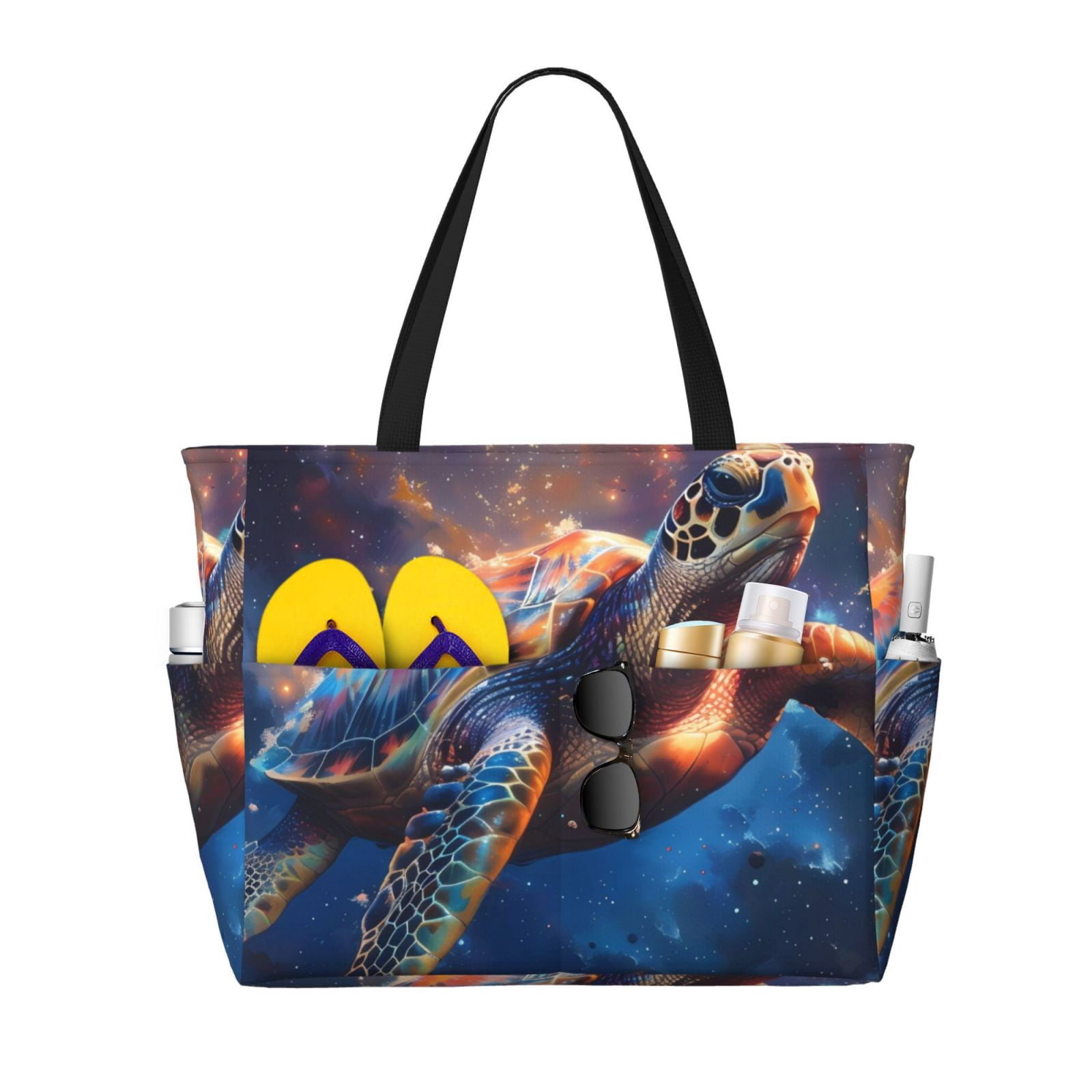 Adobk Night Sky Turtle Print Beach Bag for Women Large Beach Tote Bag ...