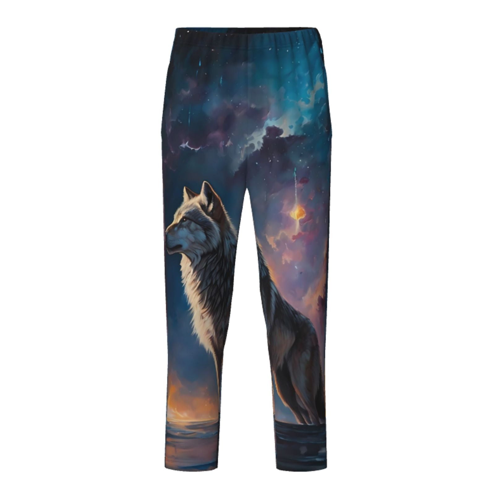 Adobk Night Sky Wolf Print Teenagers' Pajama Pants Pajama Pants Long ...