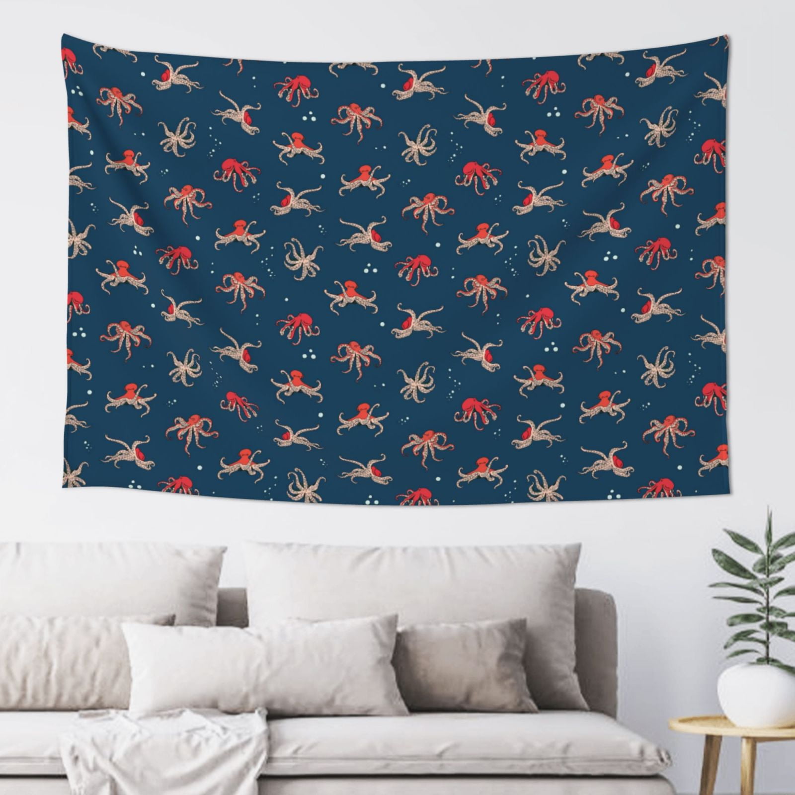 Adobk Octopus Sea Life Print Tapestry Wall Tapestry 60x40 Inch, Wall ...